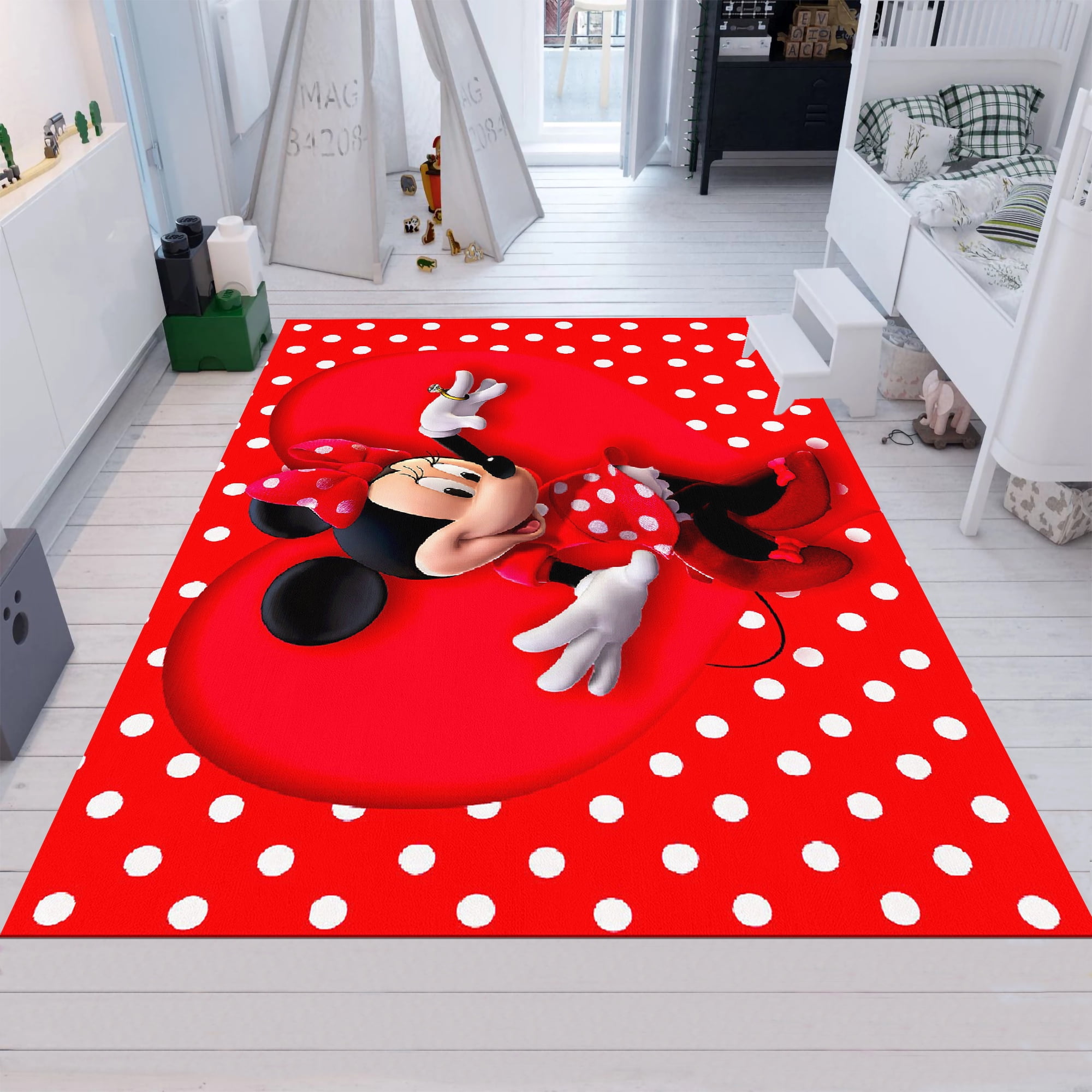 Dreammotif Minnie Mouse Rug, Red Rug, Kids Room Rug,Baby Room Decor ...