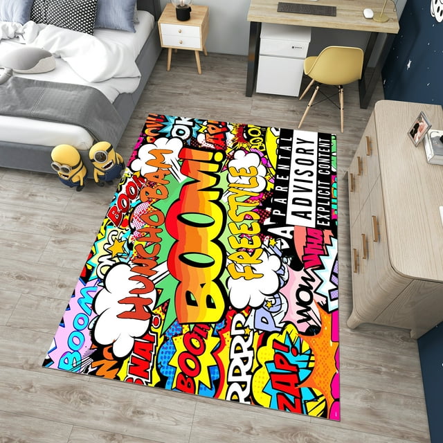 Dreammotif Modern Boom Pop Art Rug, Colorful Area Rugs For Living Room ...