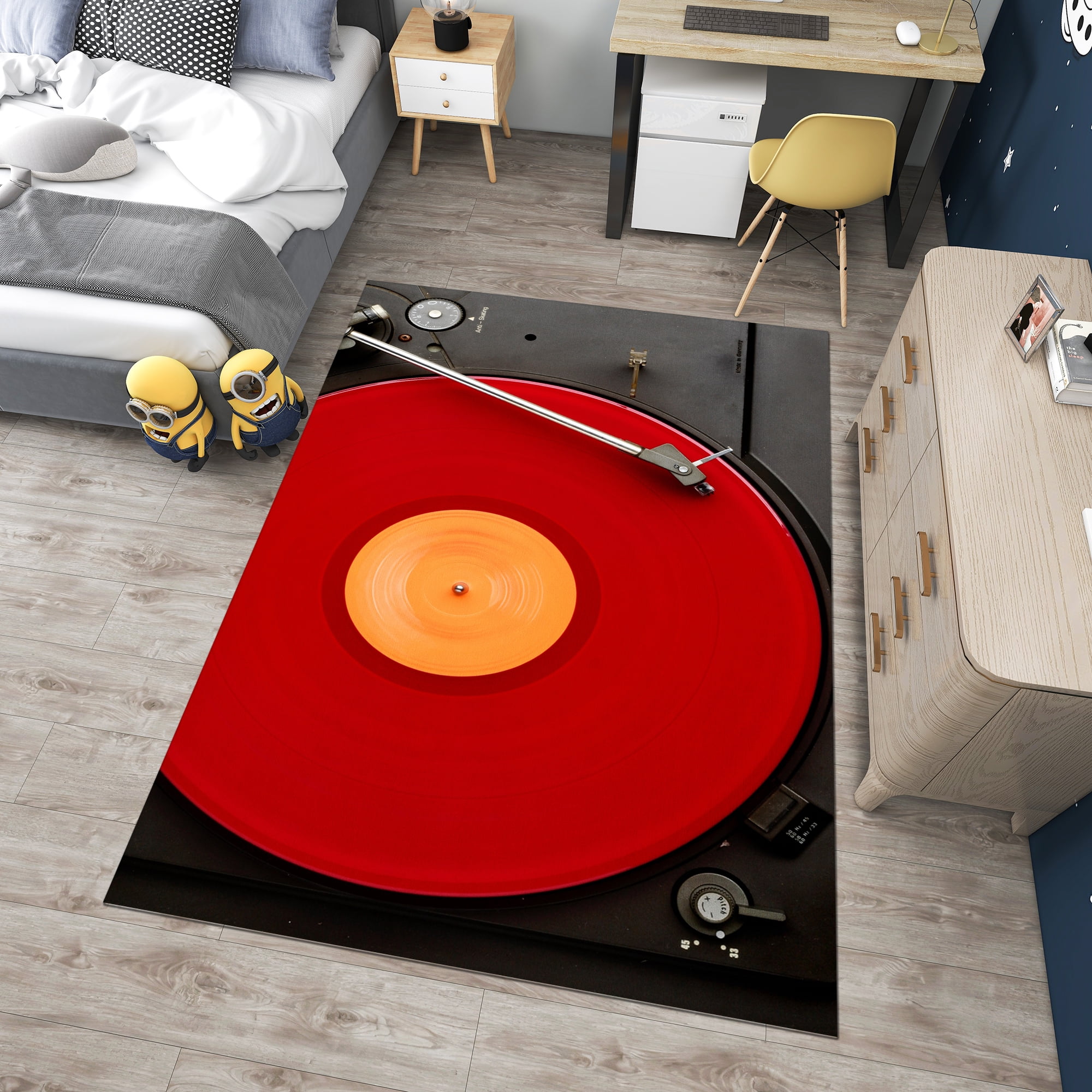 Dreammotif Music-Themed Area Rug, Colorful Record Design, Modern Carpet ...