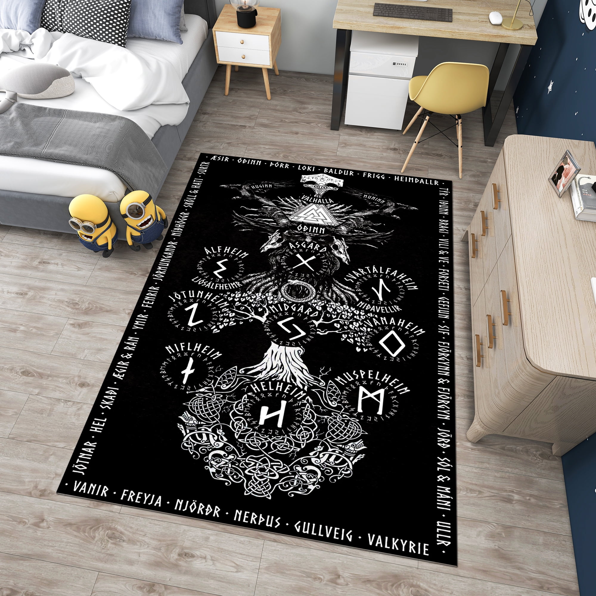 Dreammotif Norse Mythology Rug, Colorful Modern Area Rug, Bedroom ...