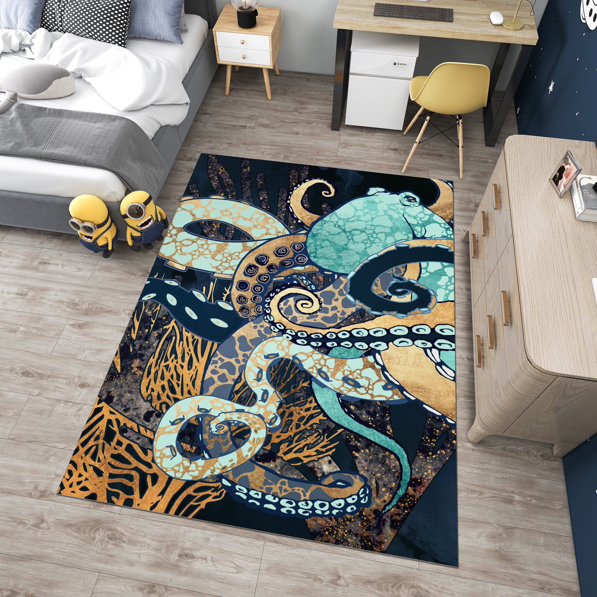 Dreammotif Octopus Rug, Modern Area Rugs, Colorful Living Room Decor ...
