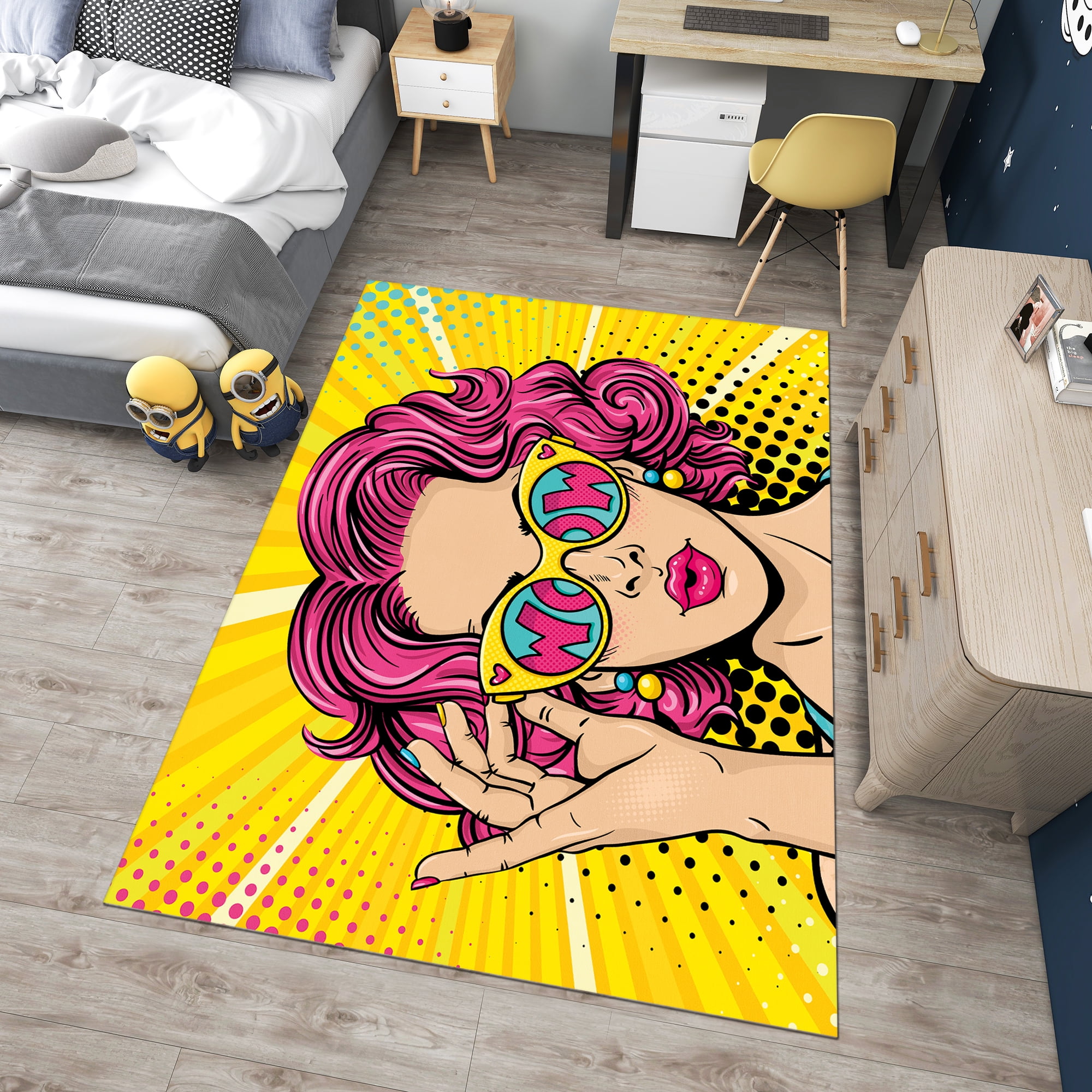 Dreammotif Pop Art Women Rug, Colorful Modern Area Rug, Bedroom Decor ...