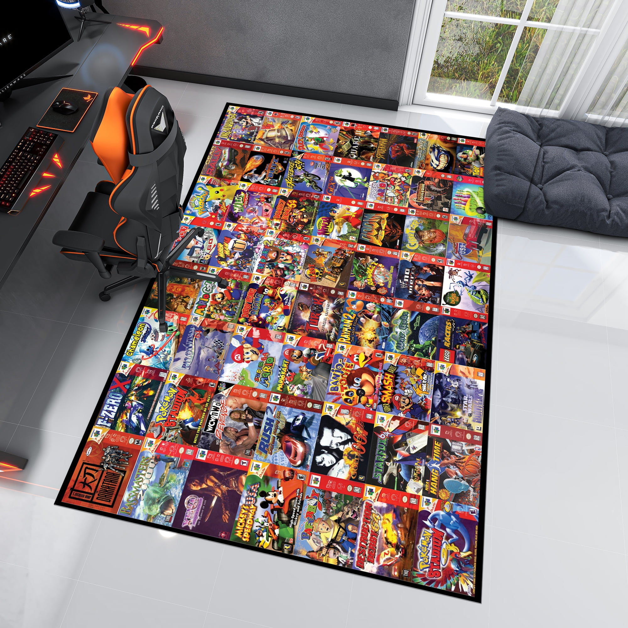 Dreammotif Retro Games Collage Area Rug, Colorful Modern Rug For Game ...