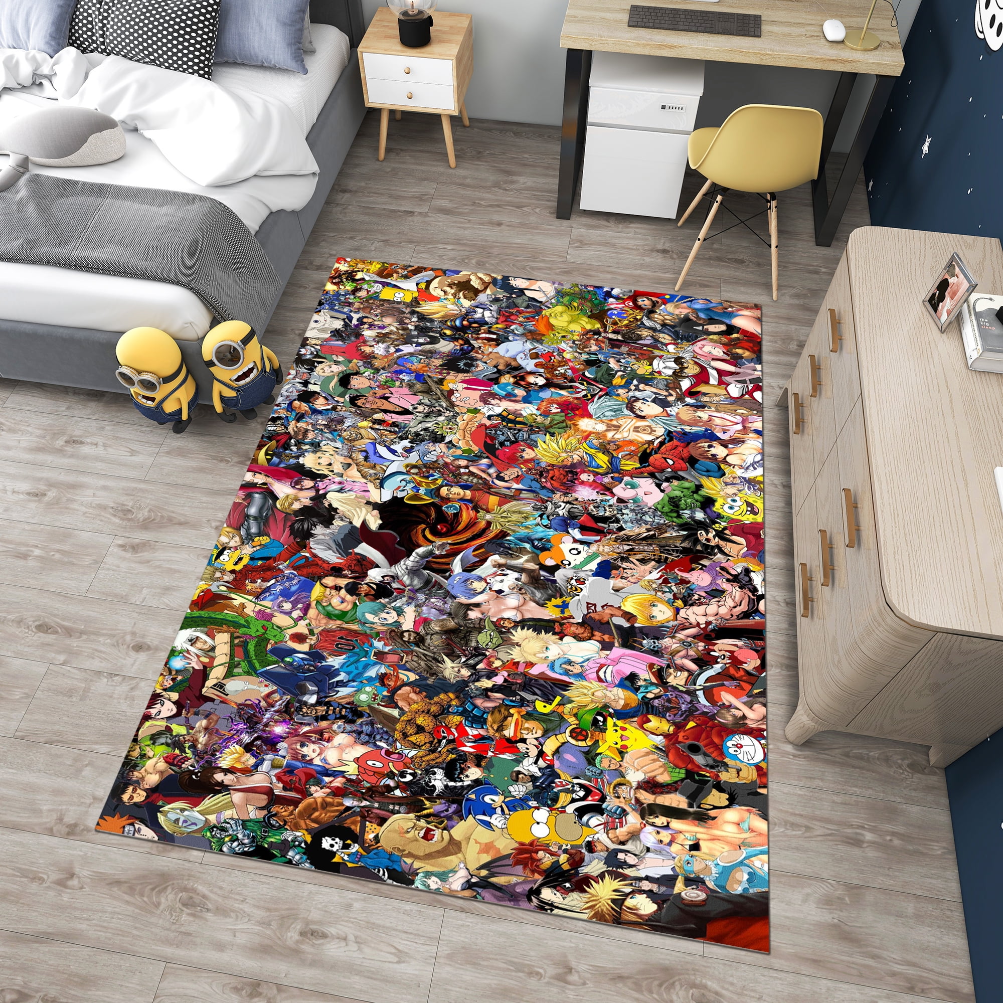 Dreammotif Retro Mix Anime Area Rug, Colorful Modern Carpet, Game Room ...