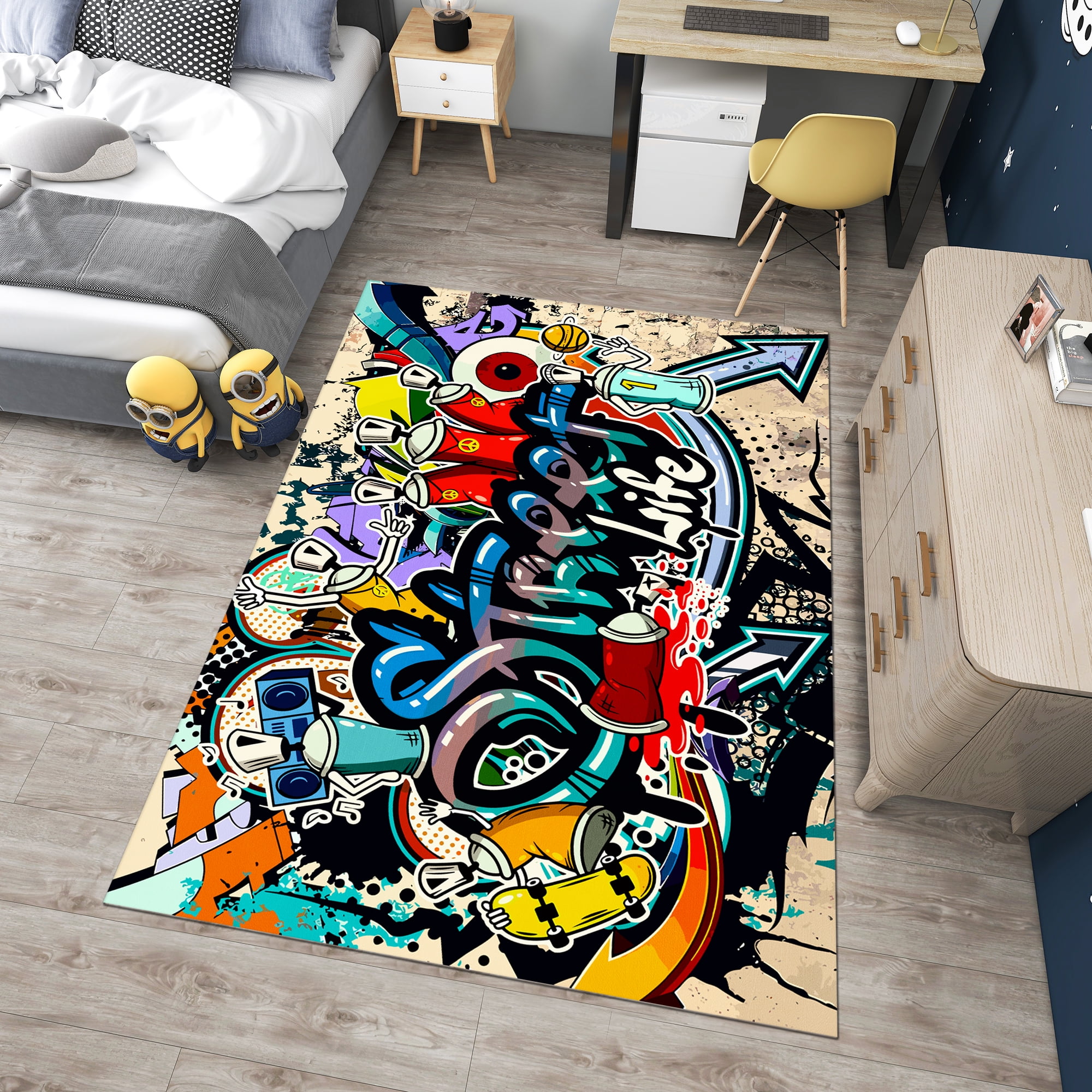 Dreammotif Street Life Graffiti Area Rug, Colorful Modern Decor, For ...