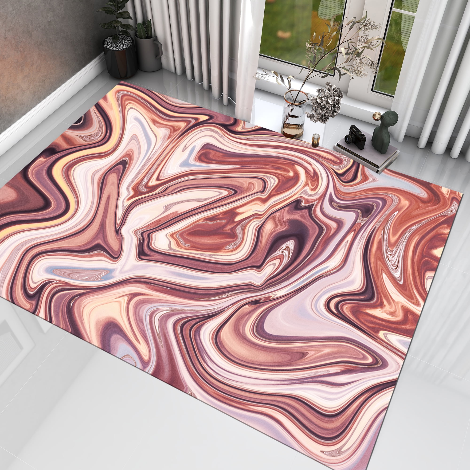 Dreammotif Water Wave Pattern Modern Area Rug for Living Room - 5.3 x 7 ...
