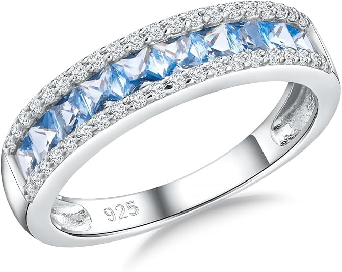 Dreamofdazzles Jewels 2.00 CT Princess Cut Aquamarine Engagement Band ...