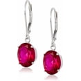 Dreamofdazzles Jewels 2.10 Ctw Oval Cut Pink Ruby Womens Drop Dangle Earrings 14K White Gold ...