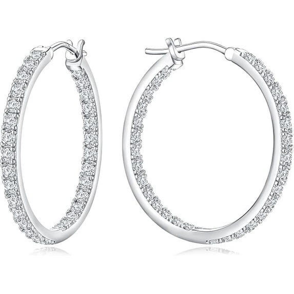Dreamofdazzles Jewels 2.10 Ctw Round Cut Diamond Womens Hoop Earrings ...