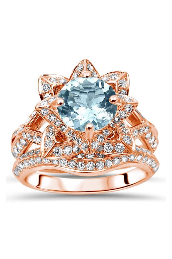 Aquamarine Engagement Ring Set