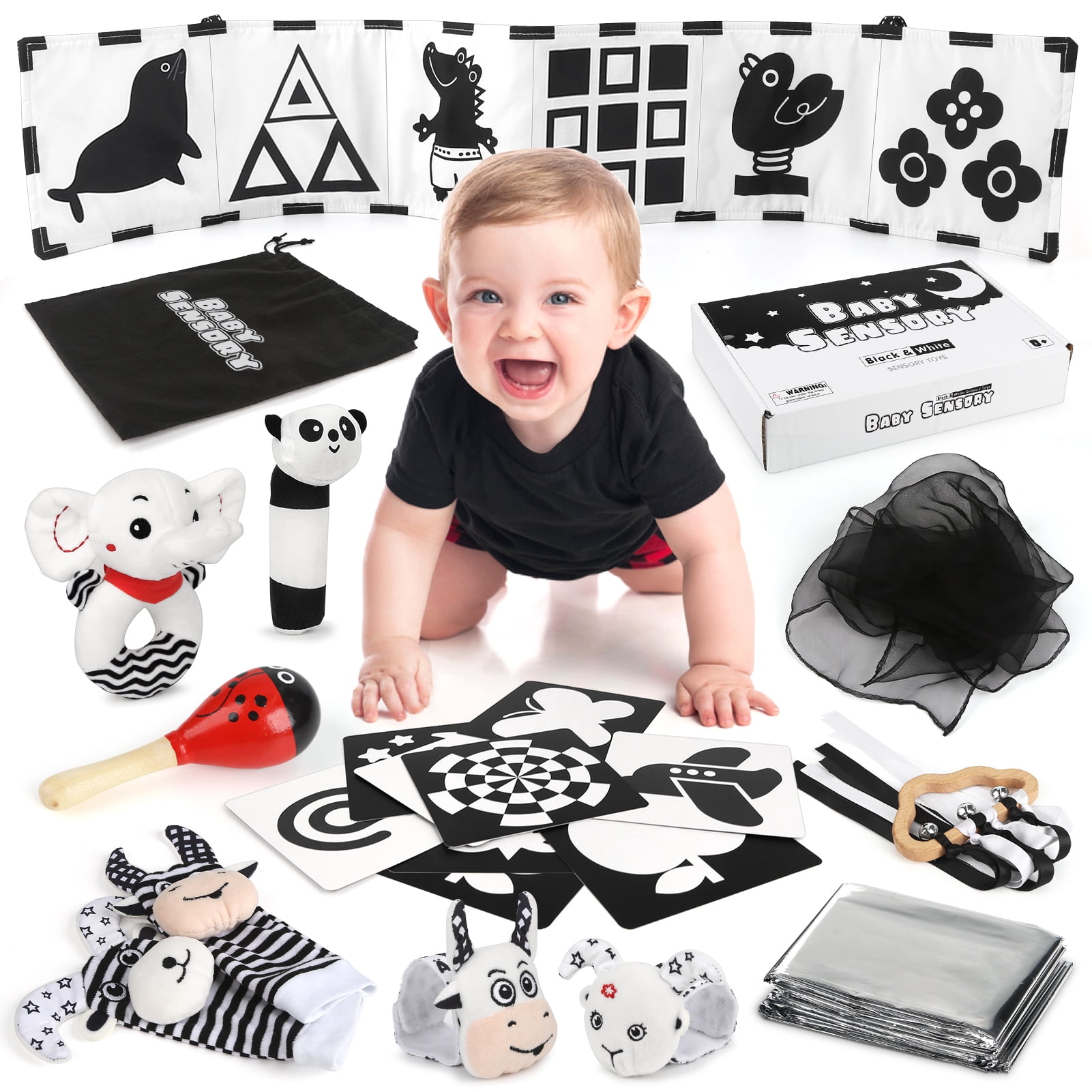 Dreamon 32 Pieces Black and White High Contrast Baby Sensory Toys for ...