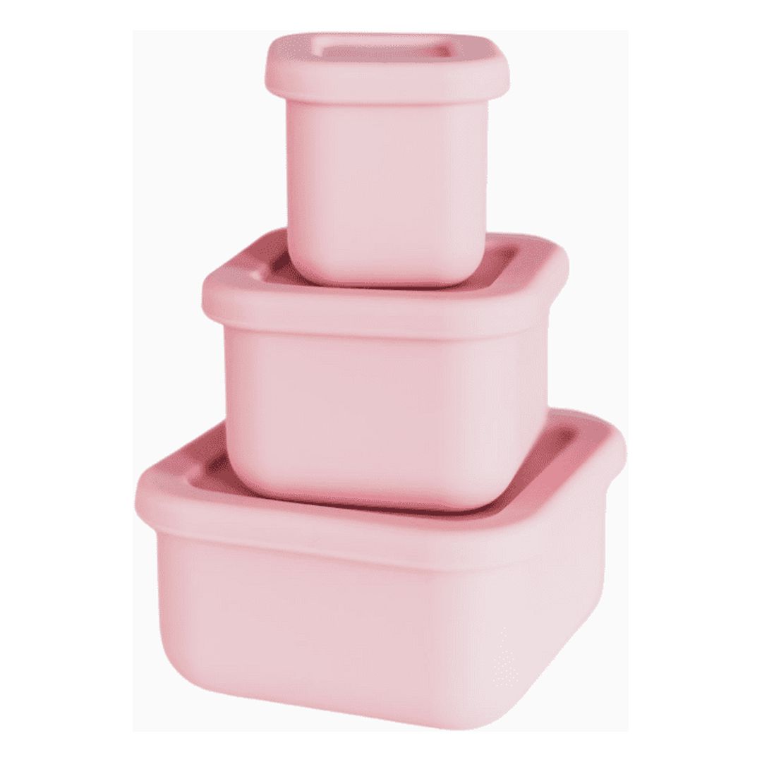 Dreamroo Mini Food Storage Containers, Silicone, Set of 3, Pink ...