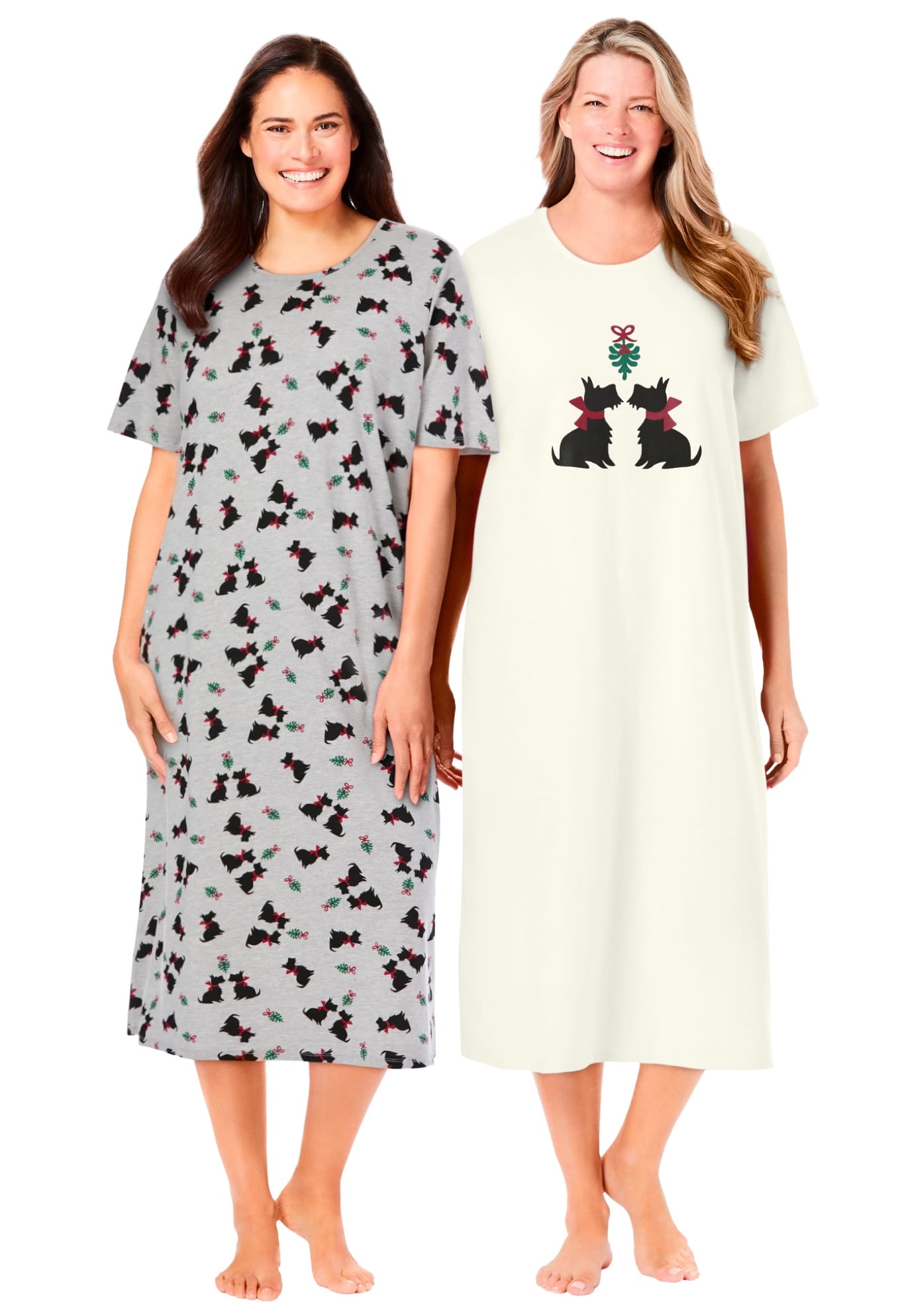 Dreams & Co. Women's Plus Size 2-Pack Long Sleepshirts - Walmart.com