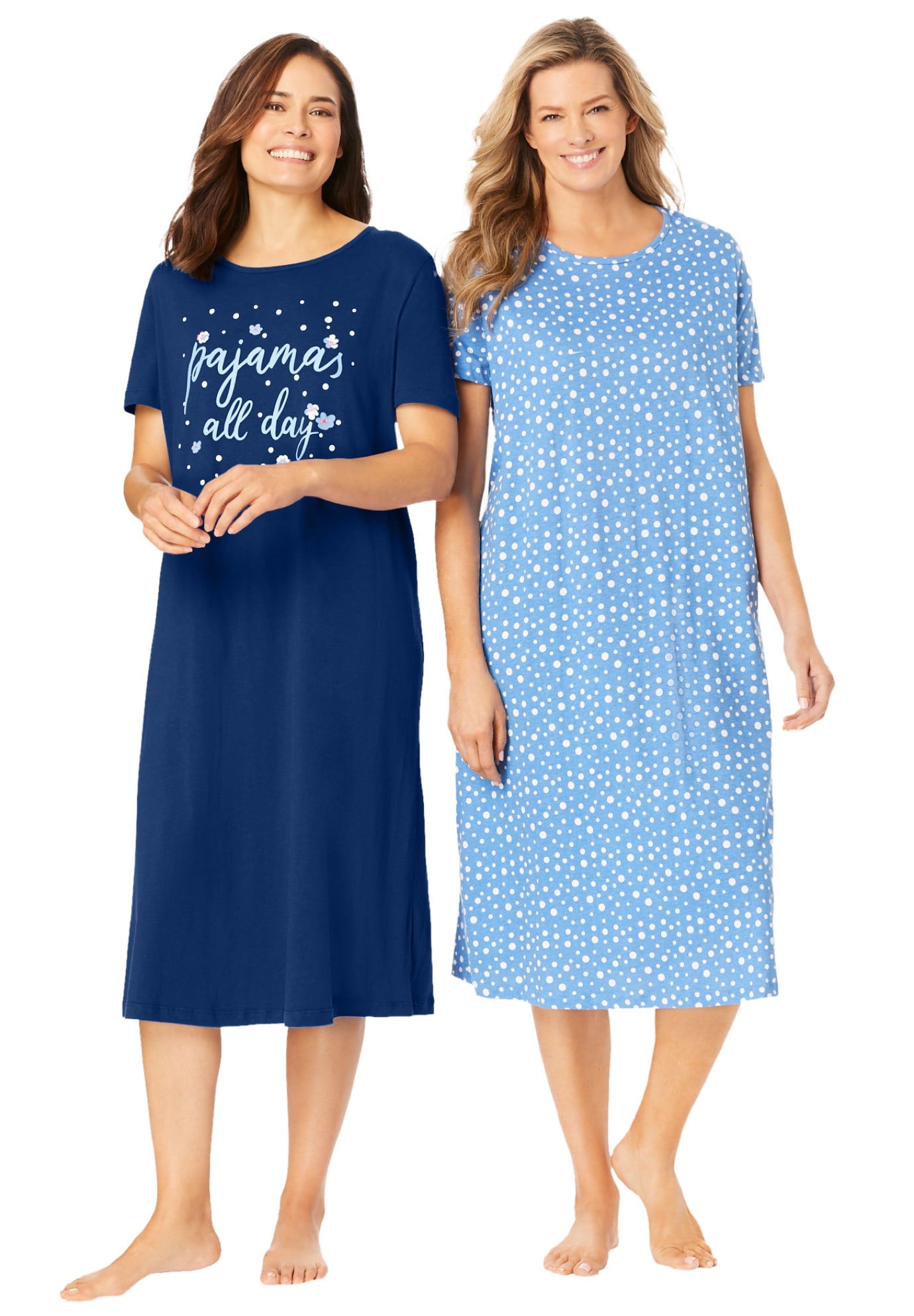 Dreams & Co. Plus Size 2-Pack Long Sleepshirts - Walmart.com