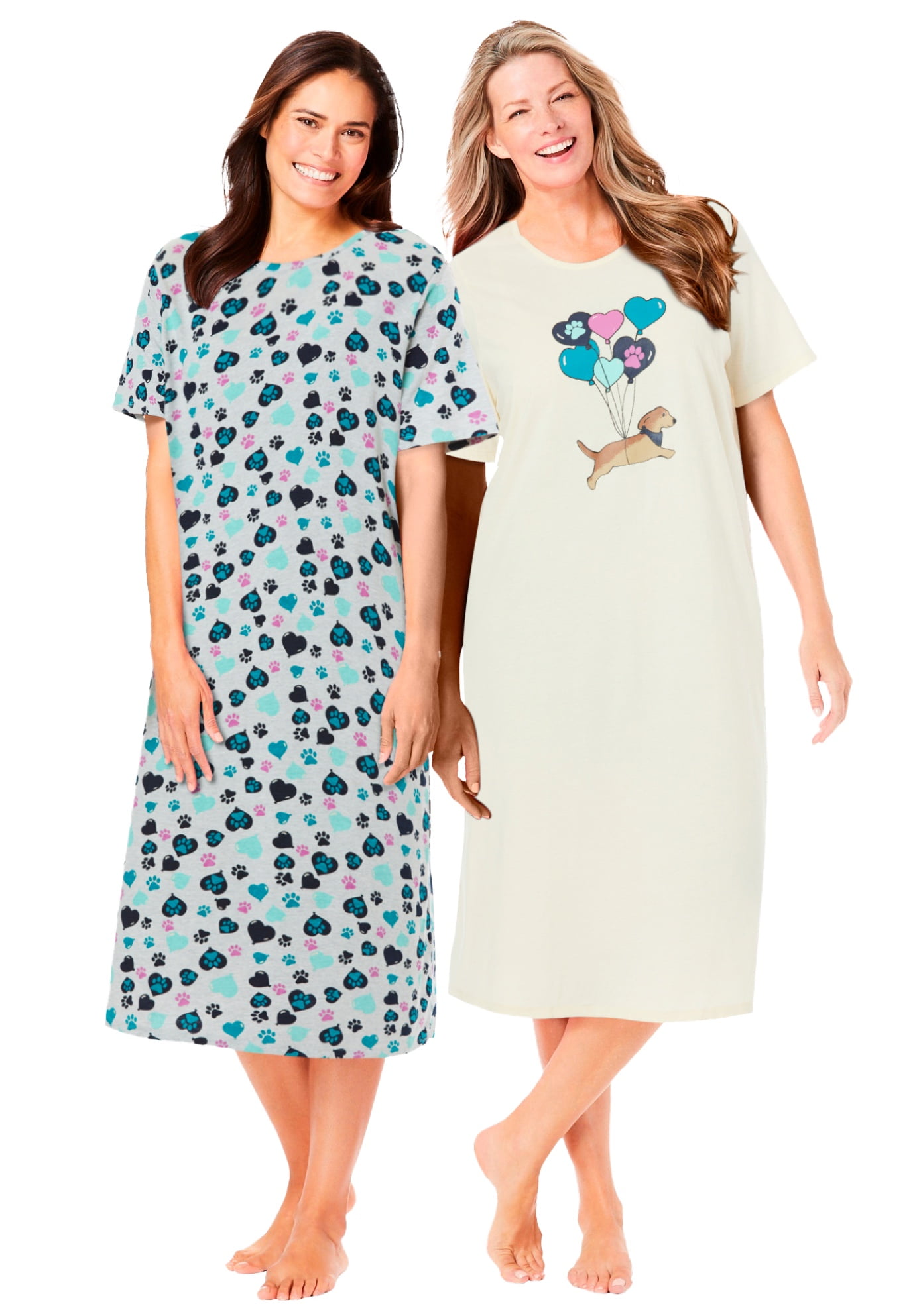 Dreams & Co. Plus Size 2-Pack Long Sleepshirts - Walmart.com