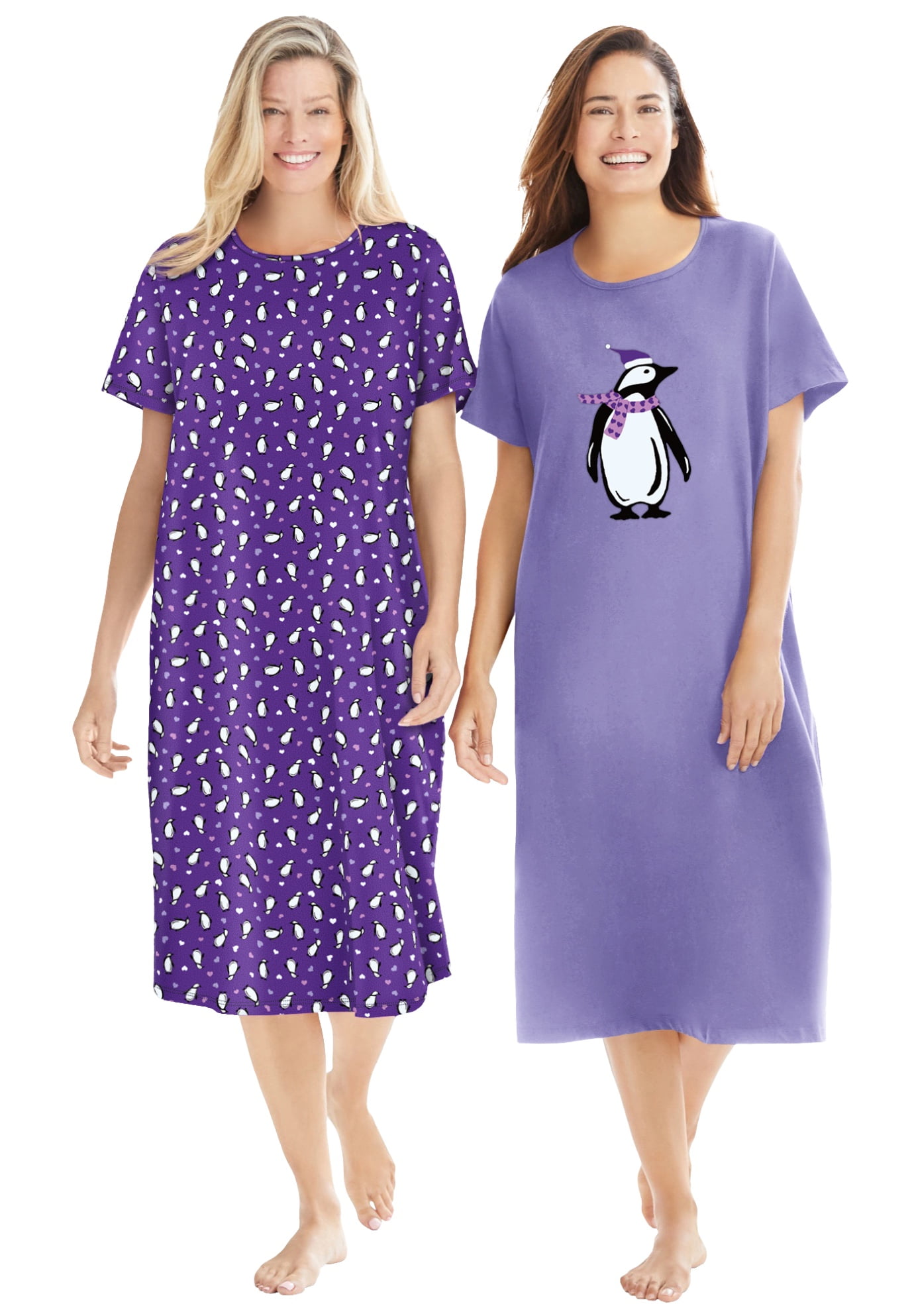 Dreams & Co. Women's Plus Size 2-Pack Long Sleepshirts, Fun Colors ...