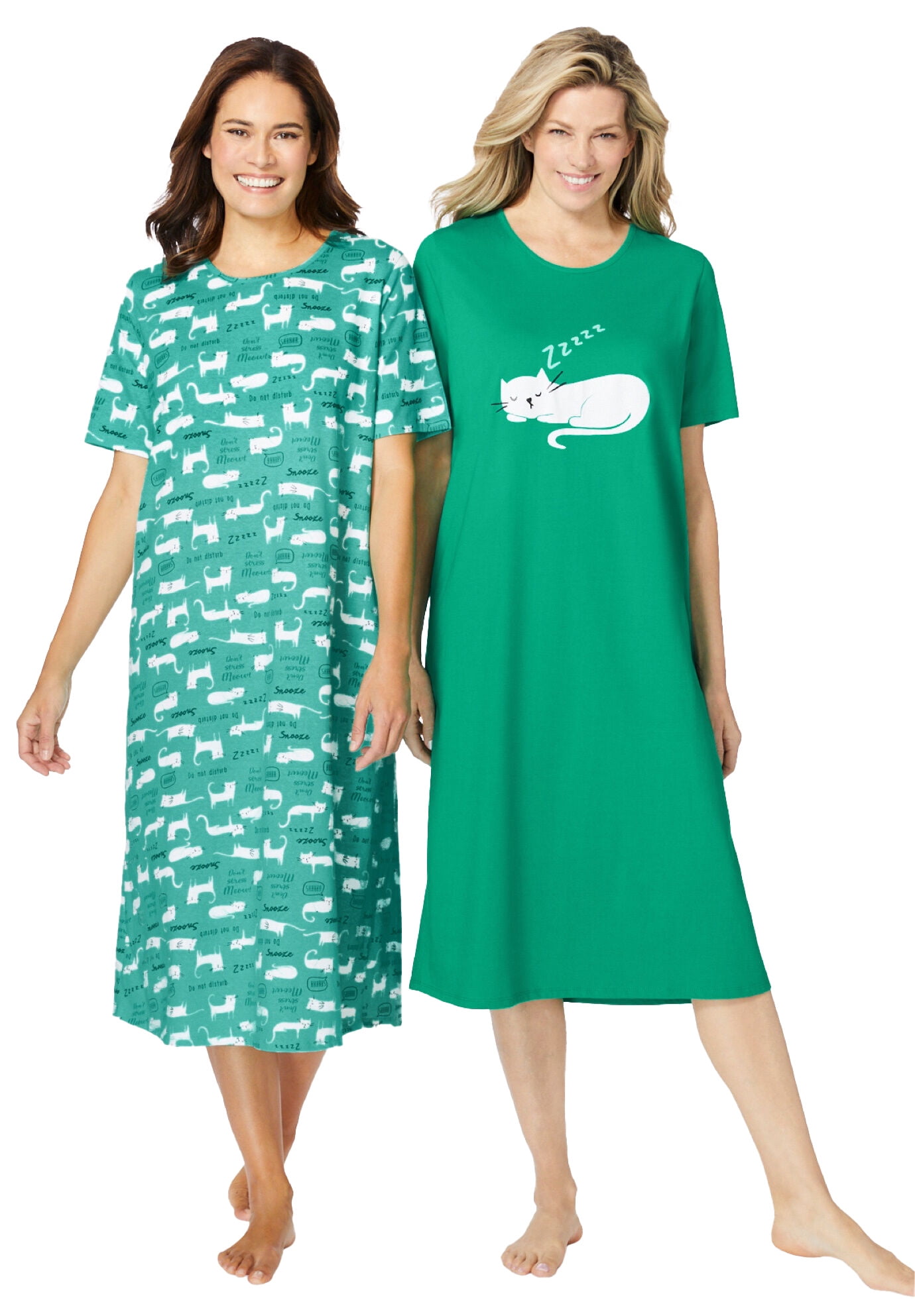 Dreams & Co. Plus Size 2-Pack Long Sleepshirts - Walmart.com