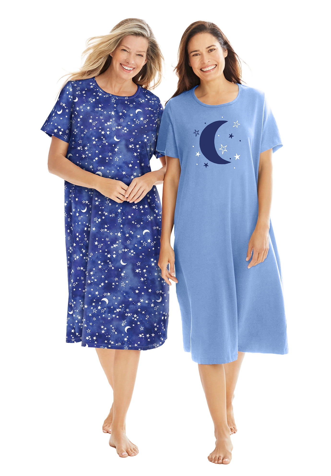 Dreams & Co. Women's Plus Size 2-Pack Long Sleepshirts, Sleepwear ...