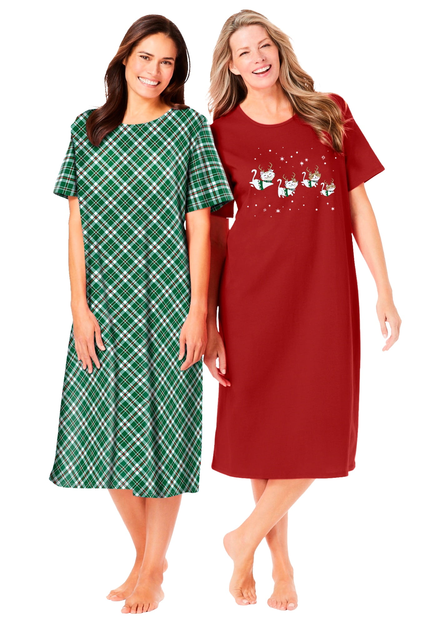 Dreams & Co. Plus Size 2-Pack Long Sleepshirts - Walmart.com
