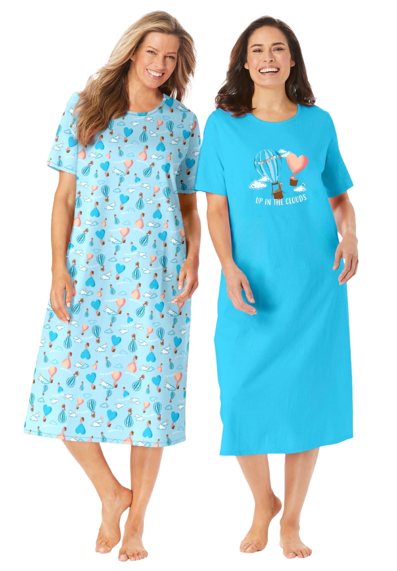 Dreams & Co. Plus Size 2-Pack Long Sleepshirts - Walmart.com