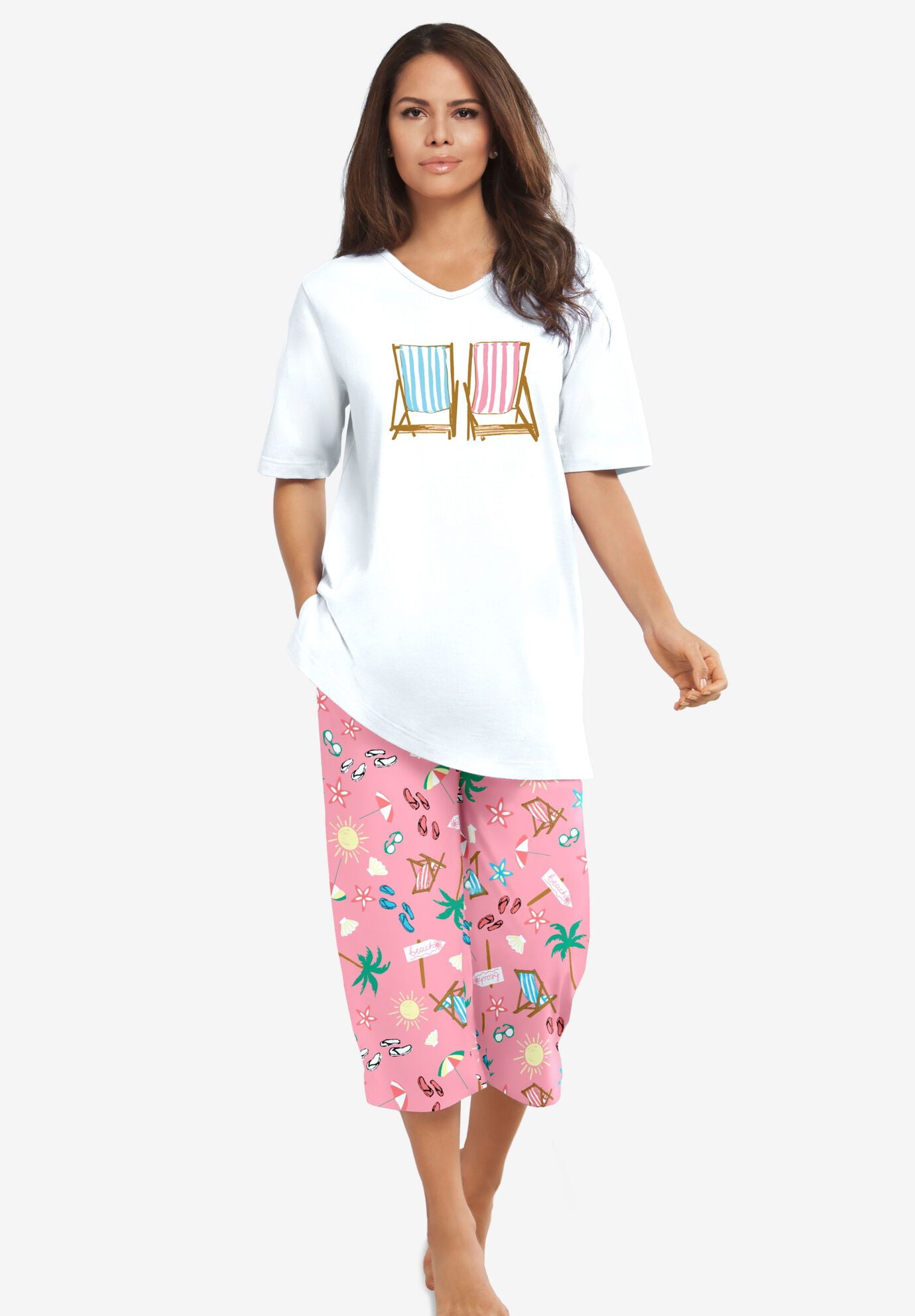 Dreams & Co. Plus Size 2-Piece Capri PJ Set - Walmart.com