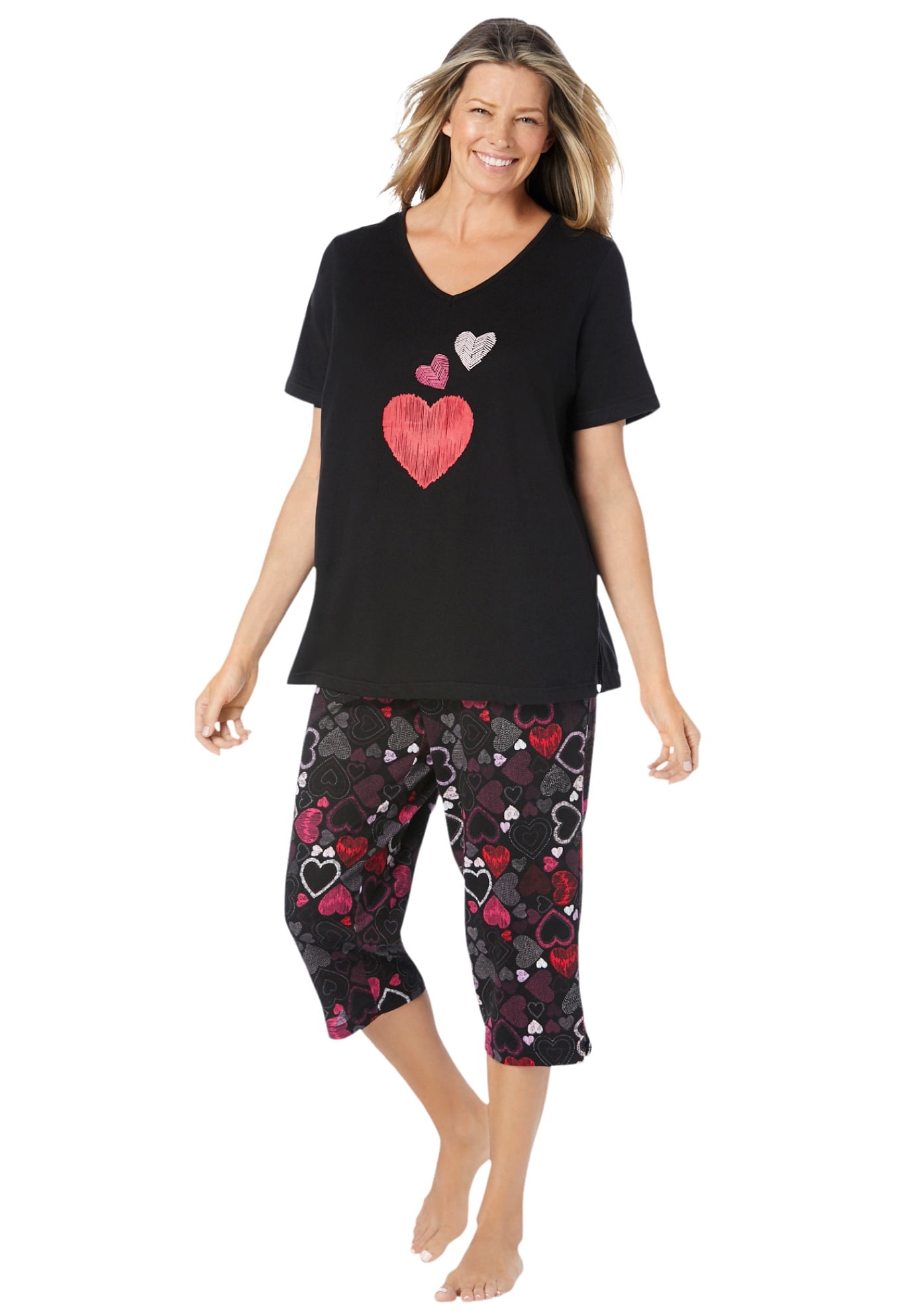 Dreams & Co. Plus Size 2-Piece Capri PJ Set - Walmart.com