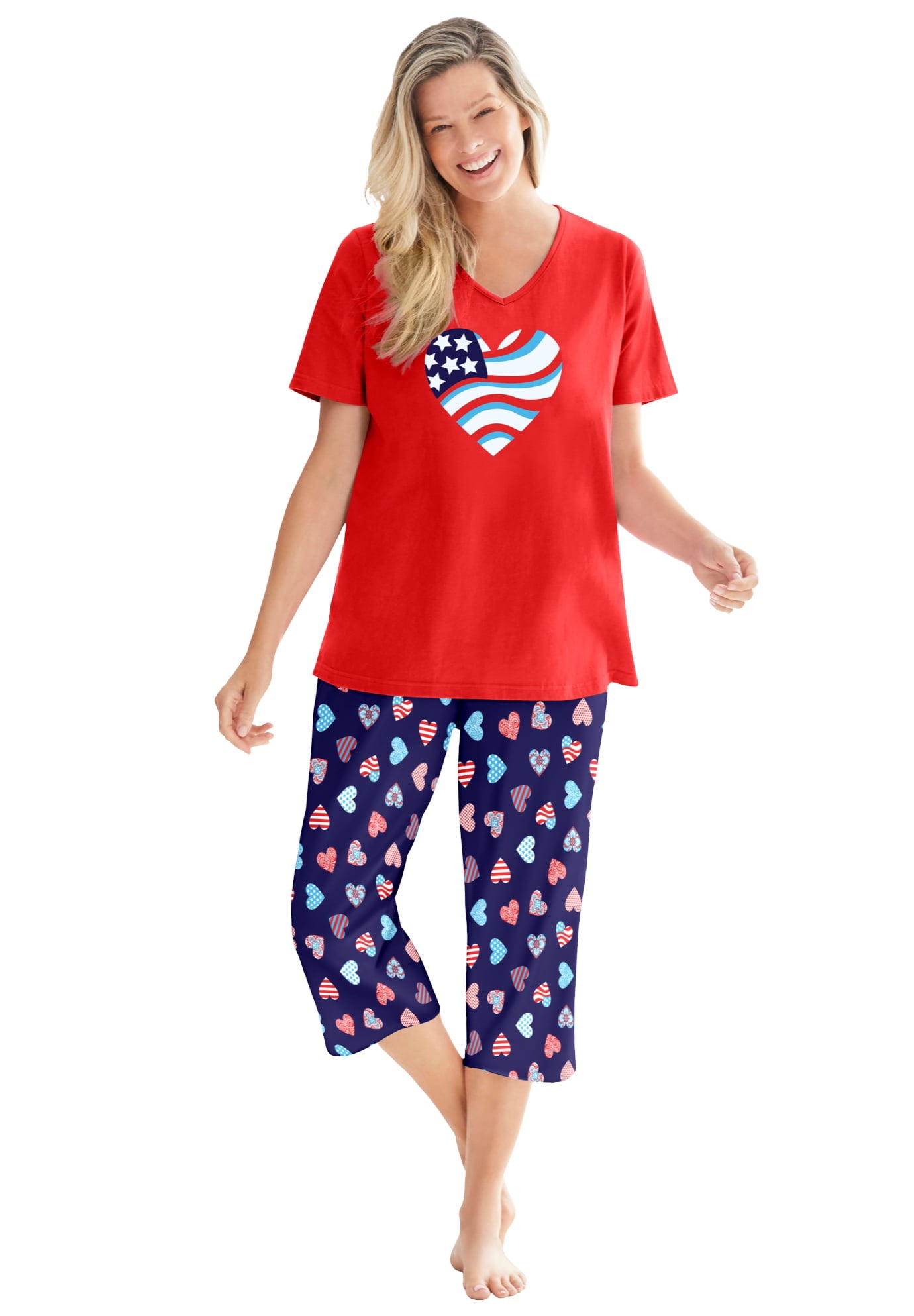 Dreams & Co. Plus Size 2-Piece Capri PJ Set - Walmart.com