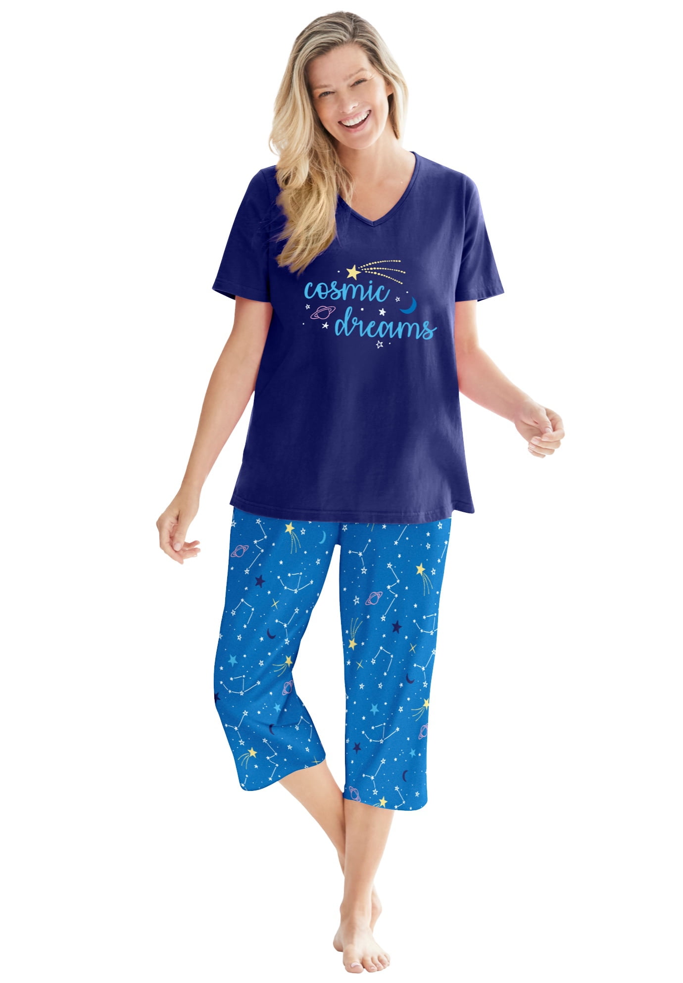 Dreams & Co. Plus Size 2-Piece Capri PJ Set - Walmart.com