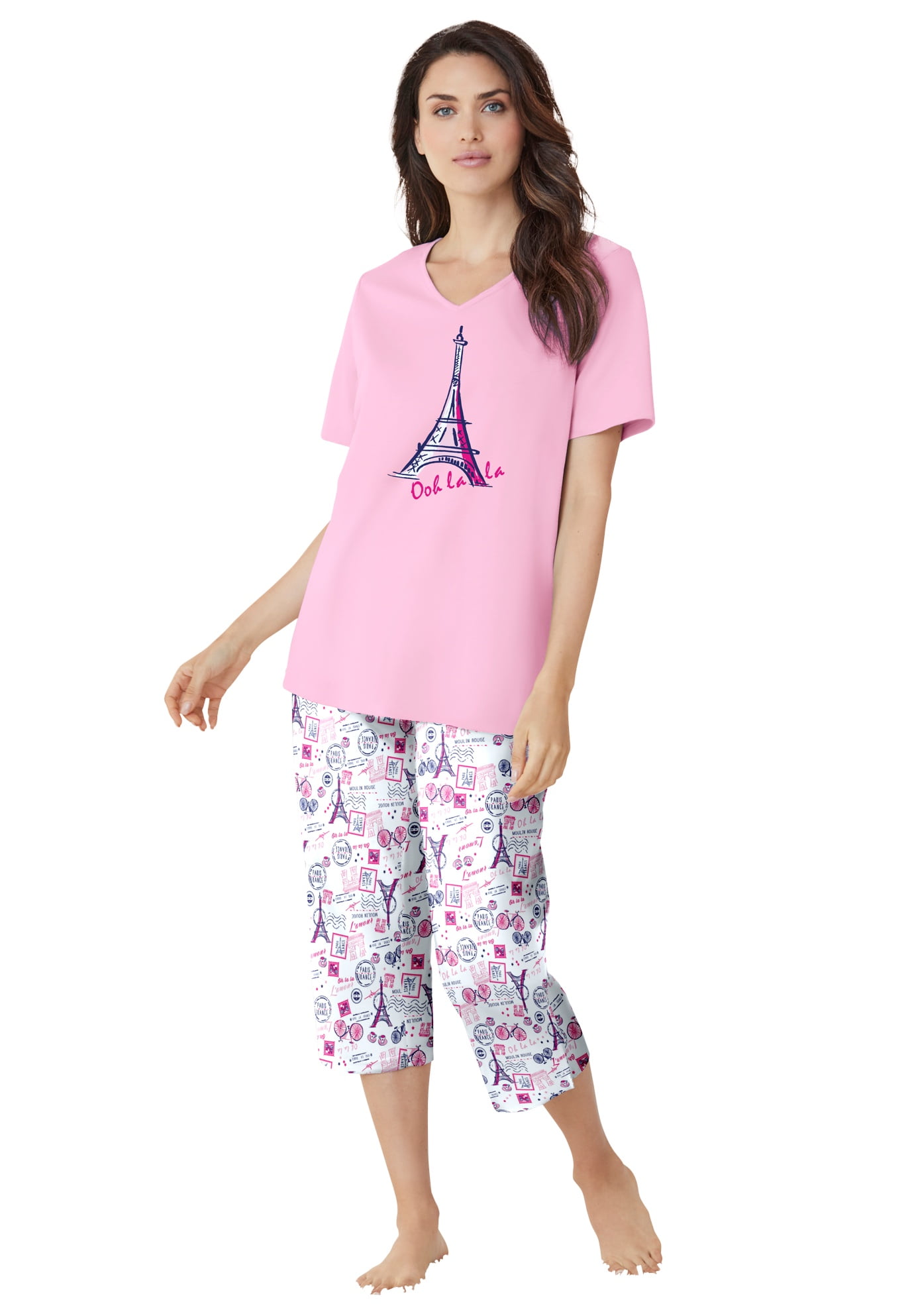 Dreams & Co. Plus Size 2-Piece Capri PJ Set - Walmart.com