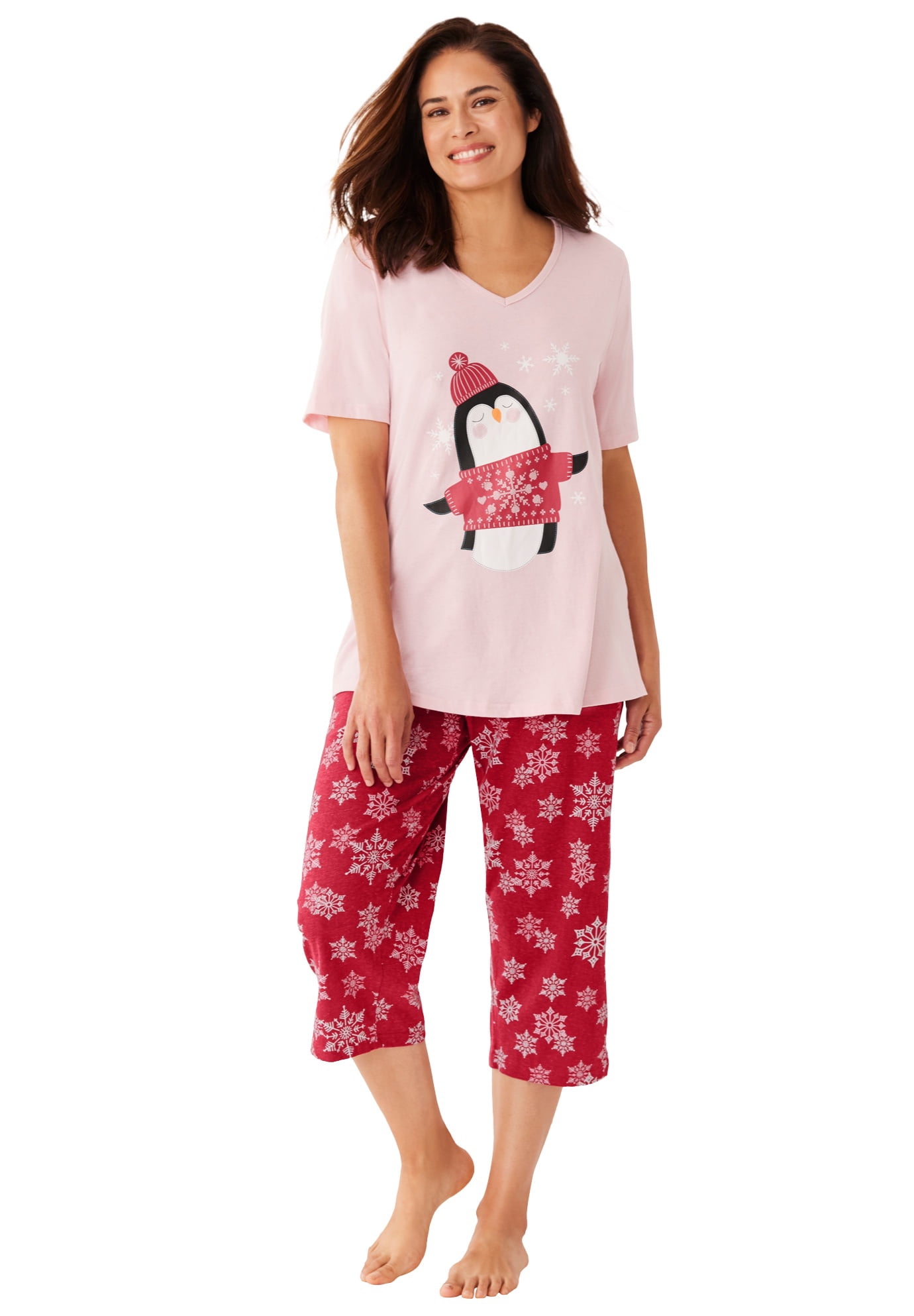 Dreams And Co Womens Plus Size 2 Piece Capri Pj Set