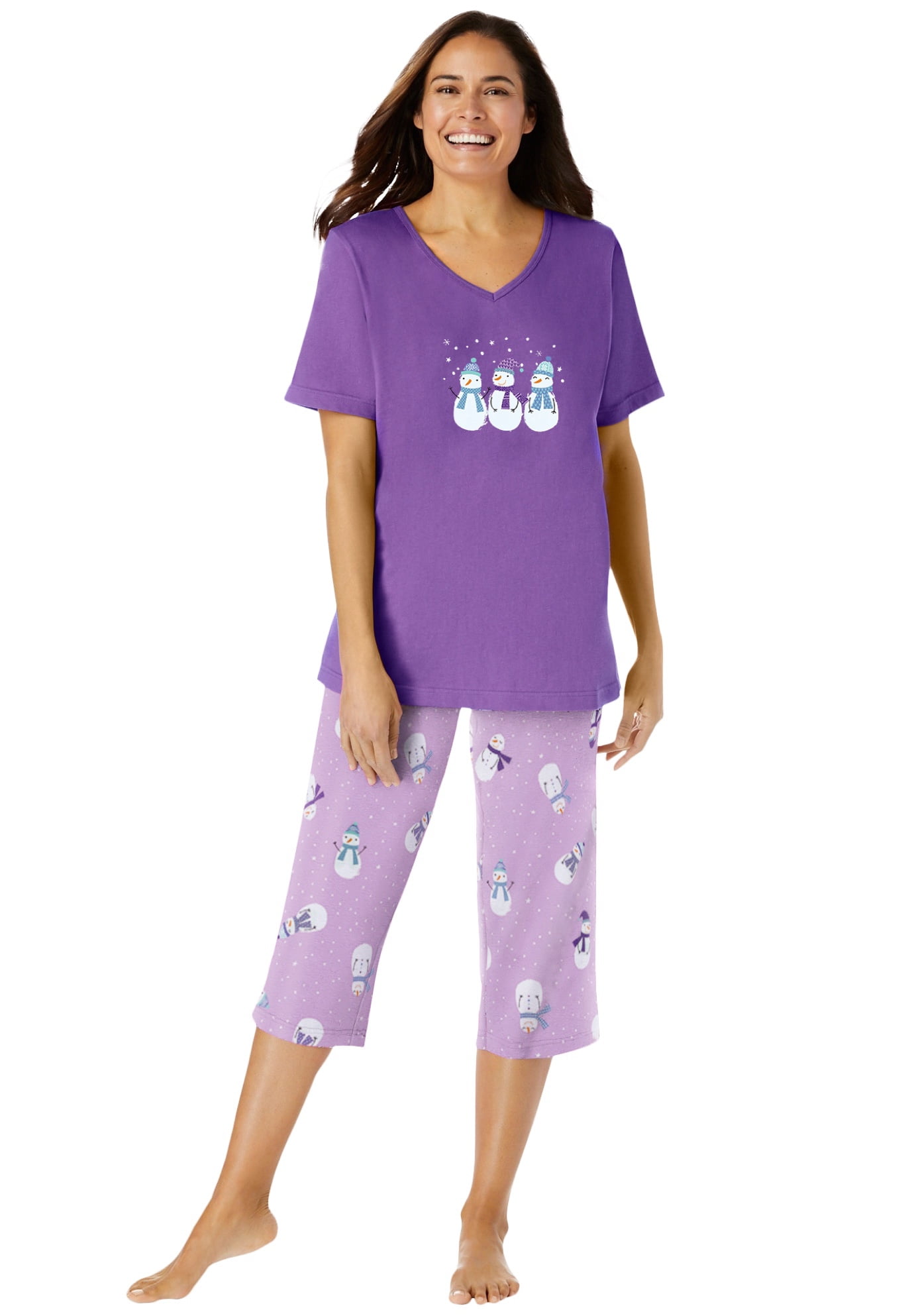 Dreams And Co Womens Plus Size 2 Piece Capri Pj Set Pajamas
