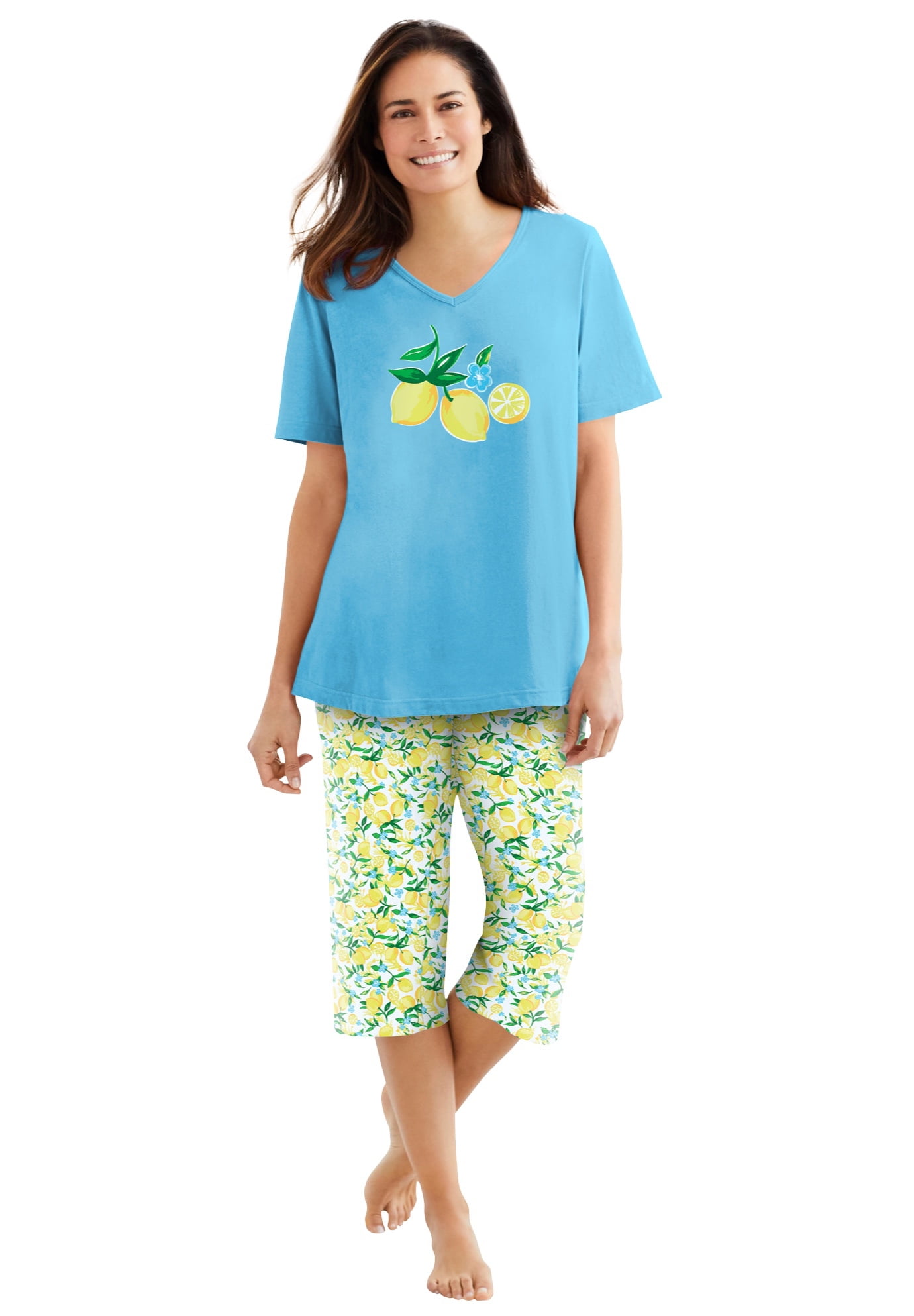 Dreams And Co Womens Plus Size 2 Piece Capri Pj Set Pajamas