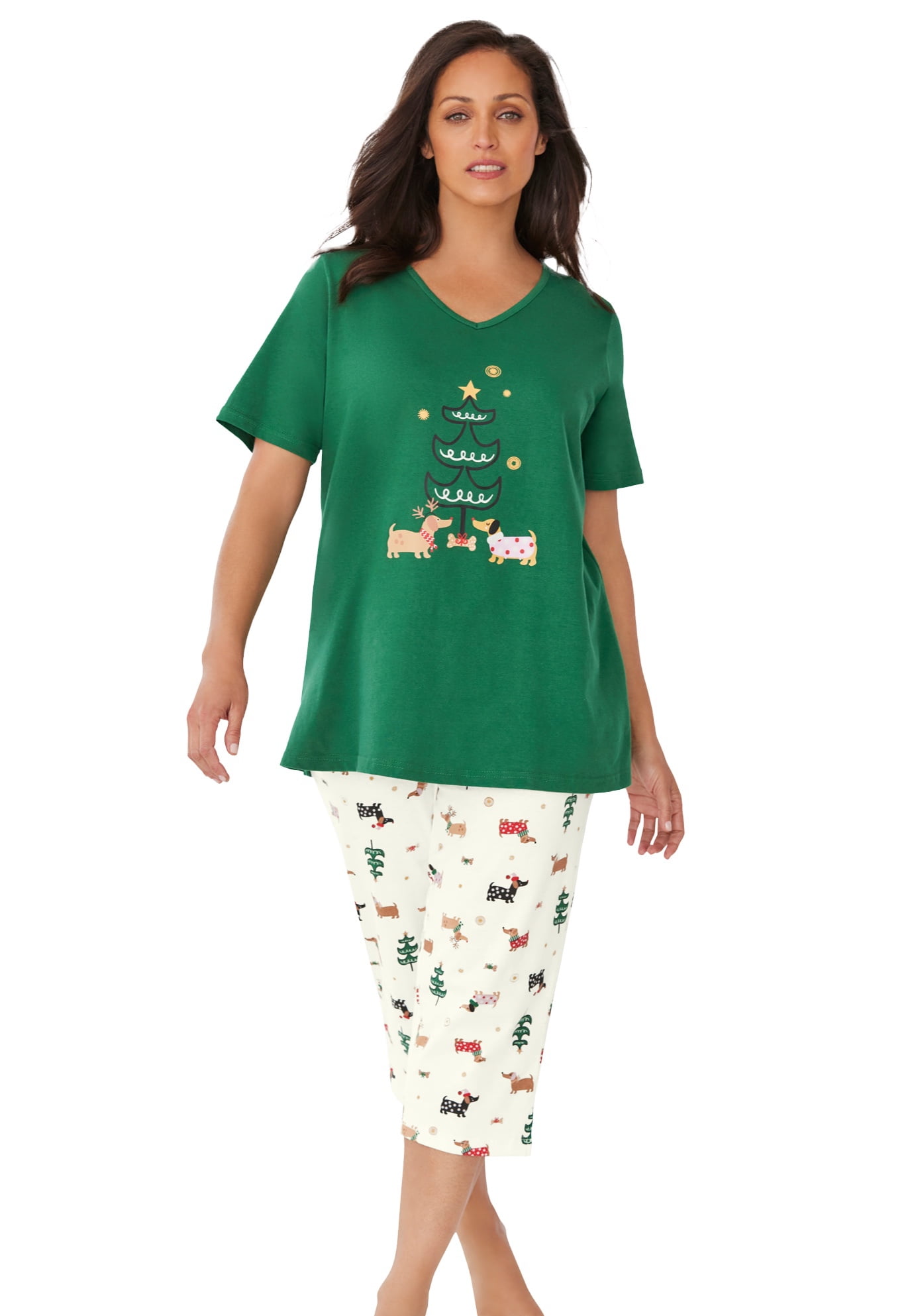Dreams And Co Womens Plus Size 2 Piece Capri Pj Set Pajamas