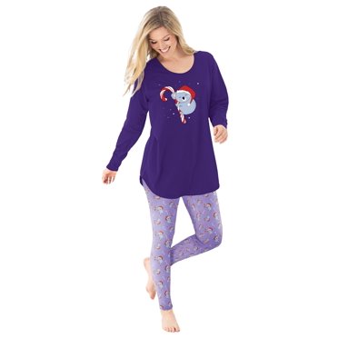 Only Necessities Women's Plus Size Henley Tunic & Jogger PJ Set ...
