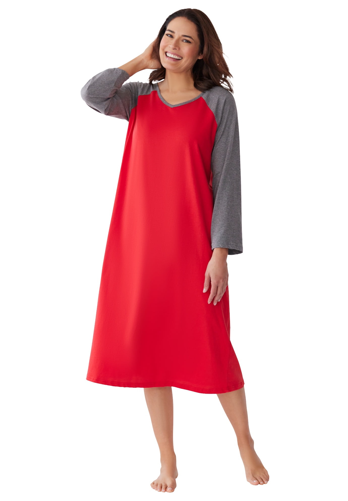 Dreams & Co. Plus Size Baseball Sleepshirt - Walmart.com