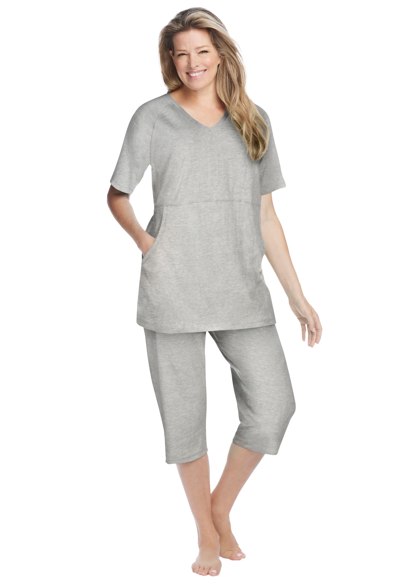 Dreams & Co. Women's Plus Size Capri Lounge Set - Walmart.com