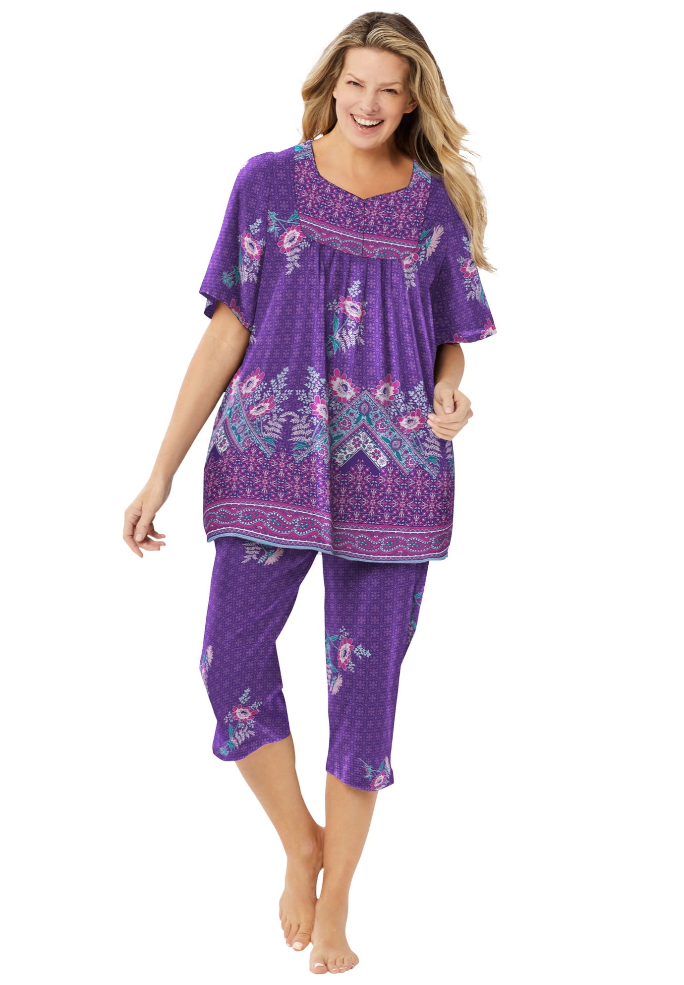 Dreams & Co. Women's Plus Size Capri Lounge Set - Walmart.com