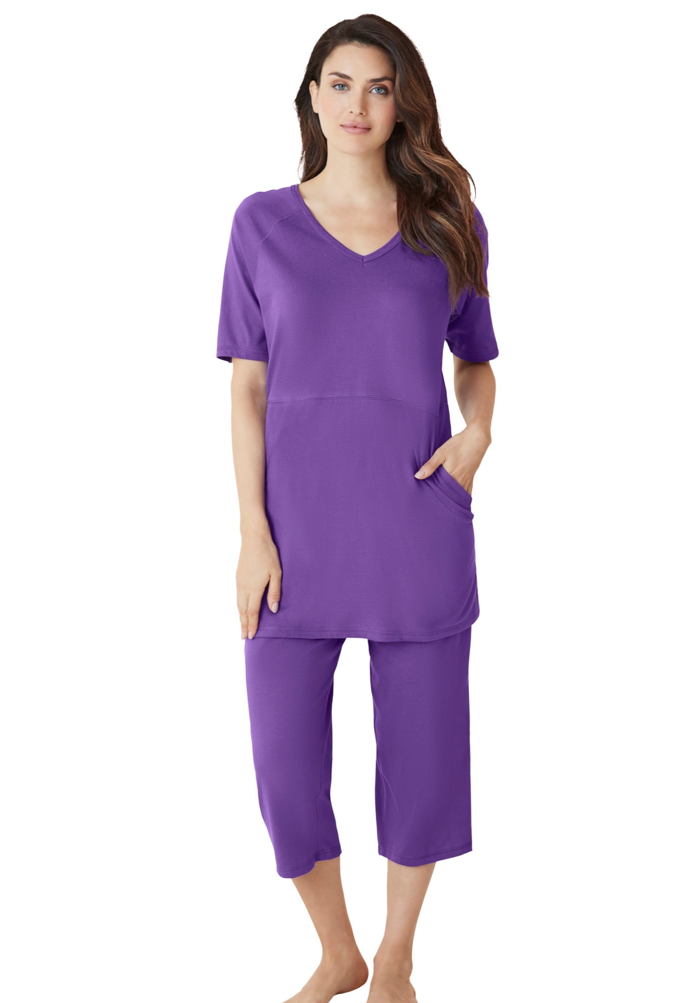 Dreams & Co. Women's Plus Size Capri Lounge Set - Walmart.com