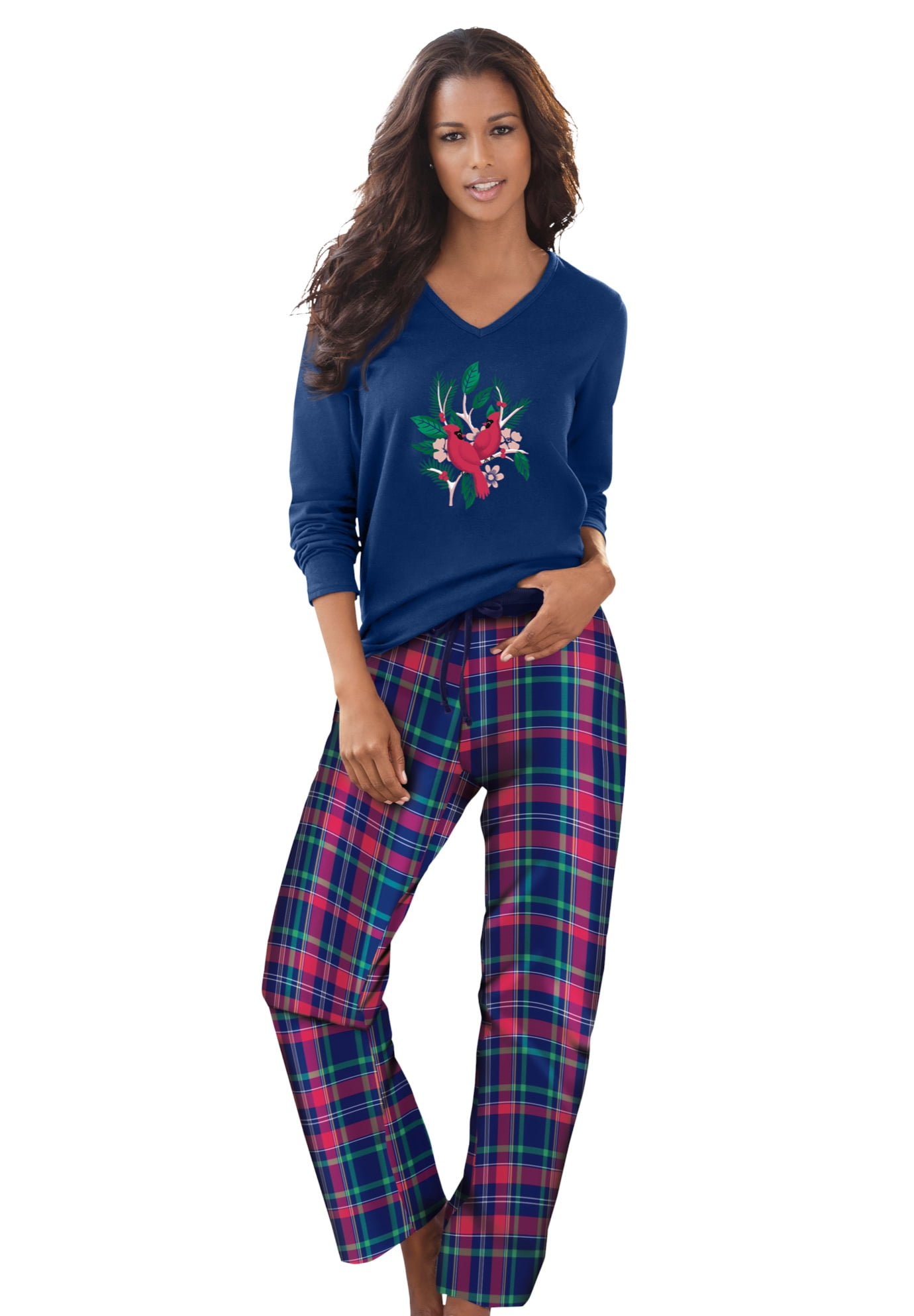 Dreams & Co. Women's Plus Size Cozy Pajama Set - Walmart.com