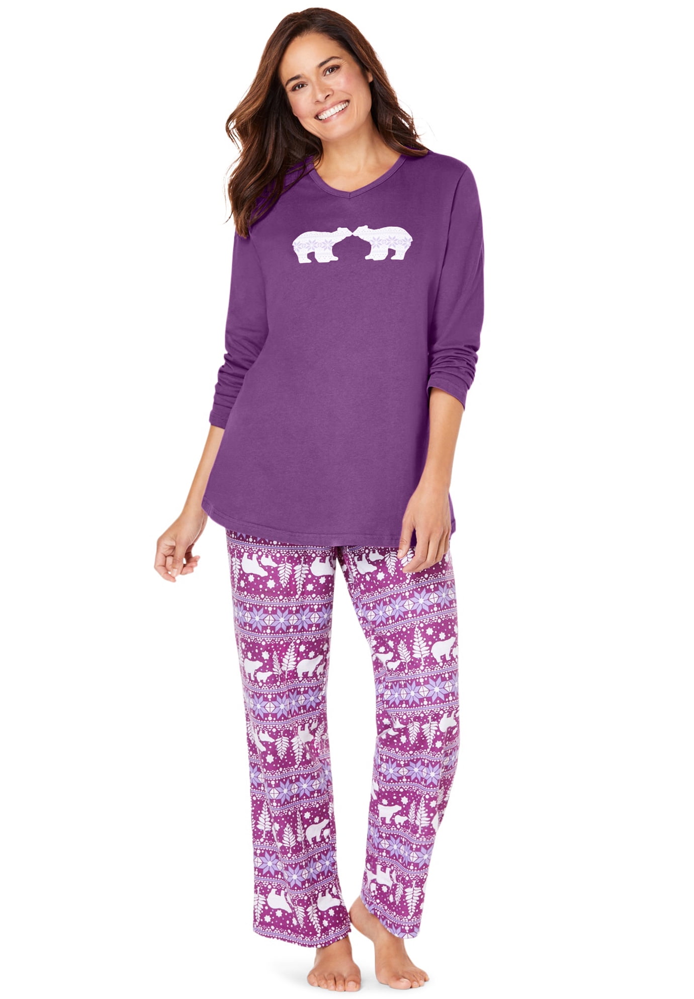 Dreams & Co. Women's Plus Size Cozy Pajama Set - Walmart.com