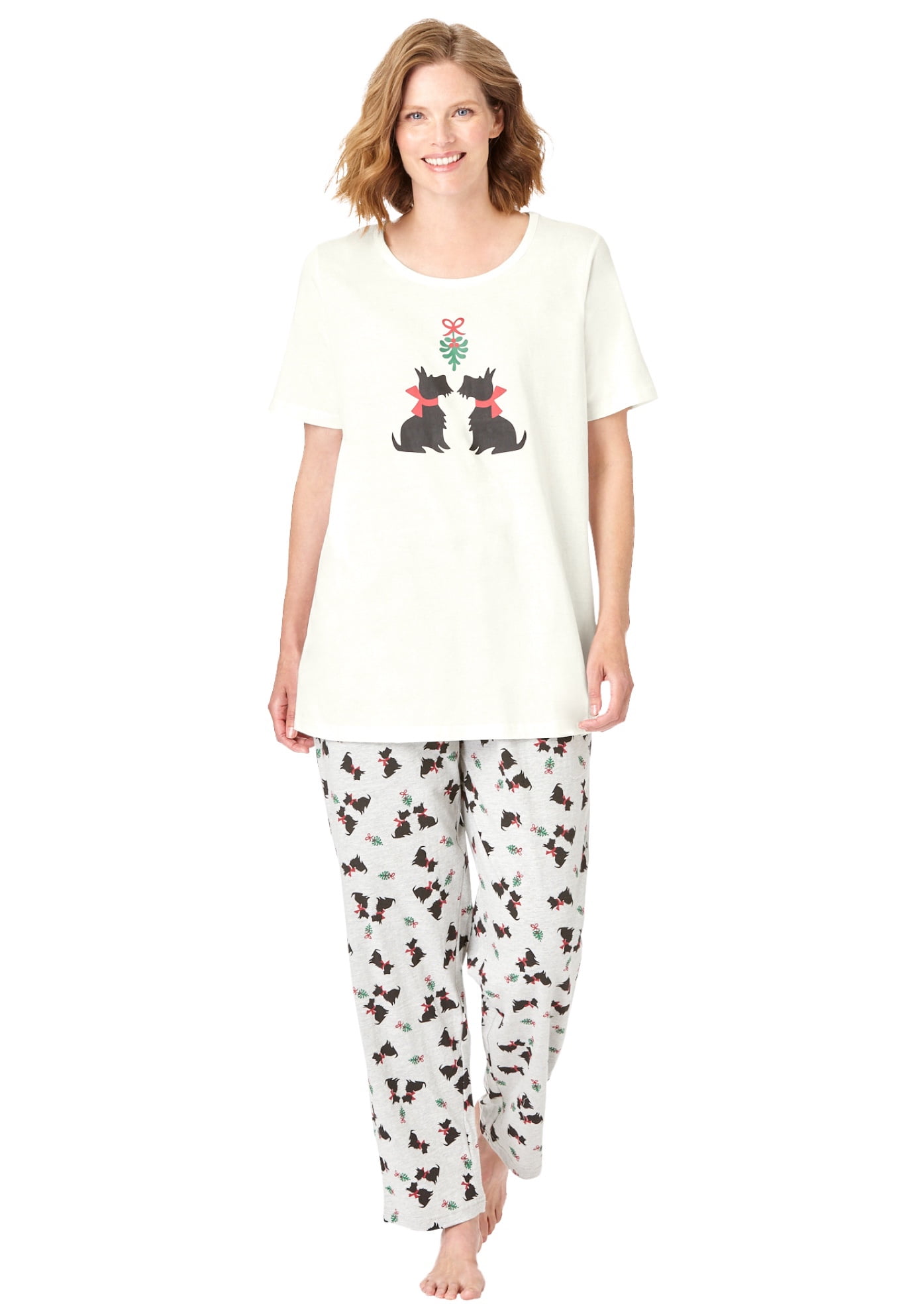 Dreams & Co. Women's Plus Size Graphic Tee PJ Set - Walmart.com