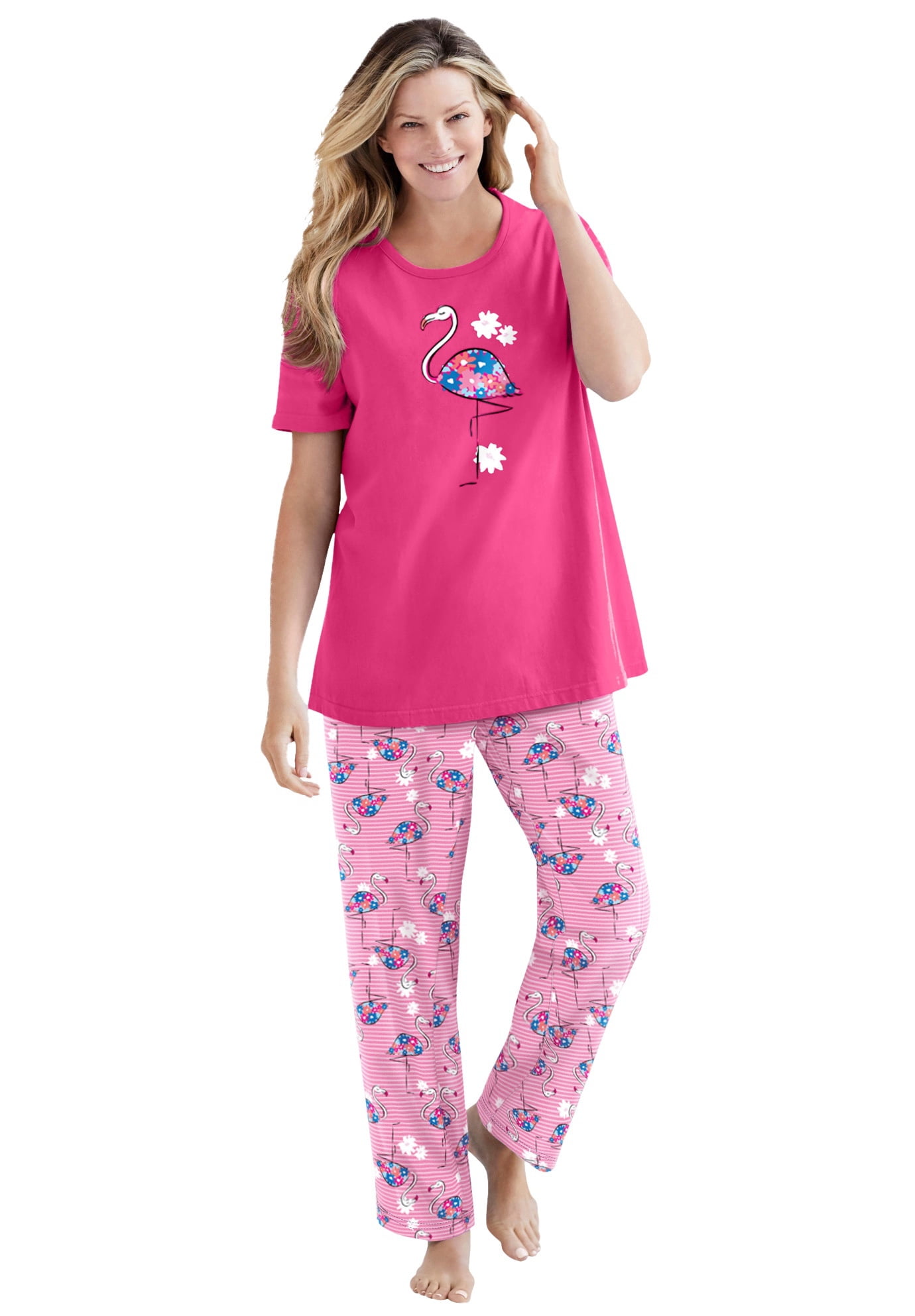 Dreams & Co. Women's Plus Size Graphic Tee PJ Set - Walmart.com