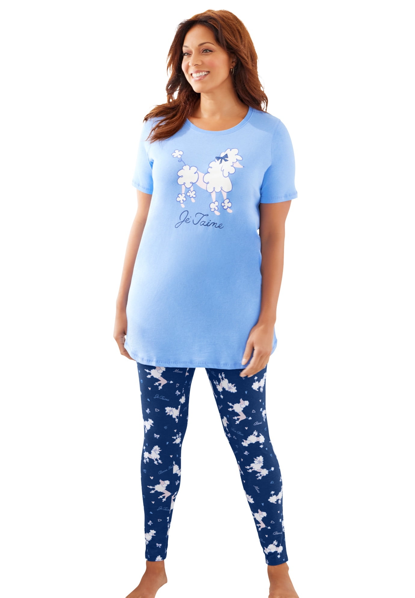 Dreams & Co. Women's Plus Size Graphic Tunic PJ Set - Walmart.com