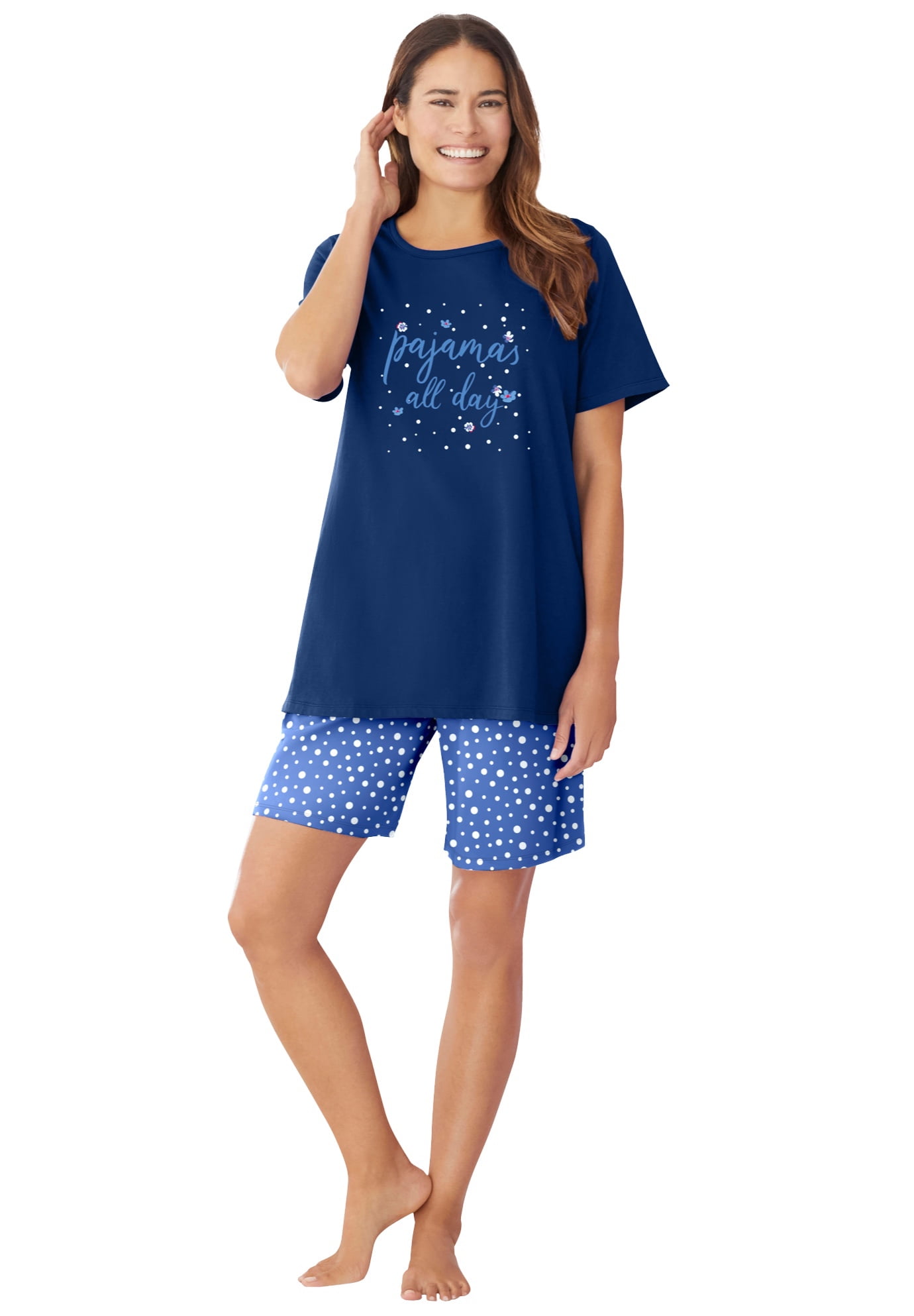 Dreams & Co. Plus Size Knit Pj Short Set - Walmart.com
