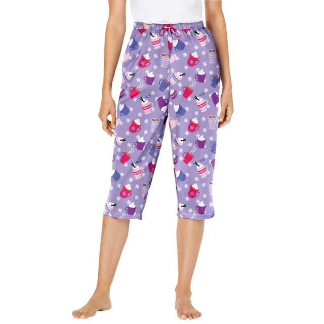 Dreams & Co. Women's Plus Size Knit Sleep Capri Pajamas - Walmart.com