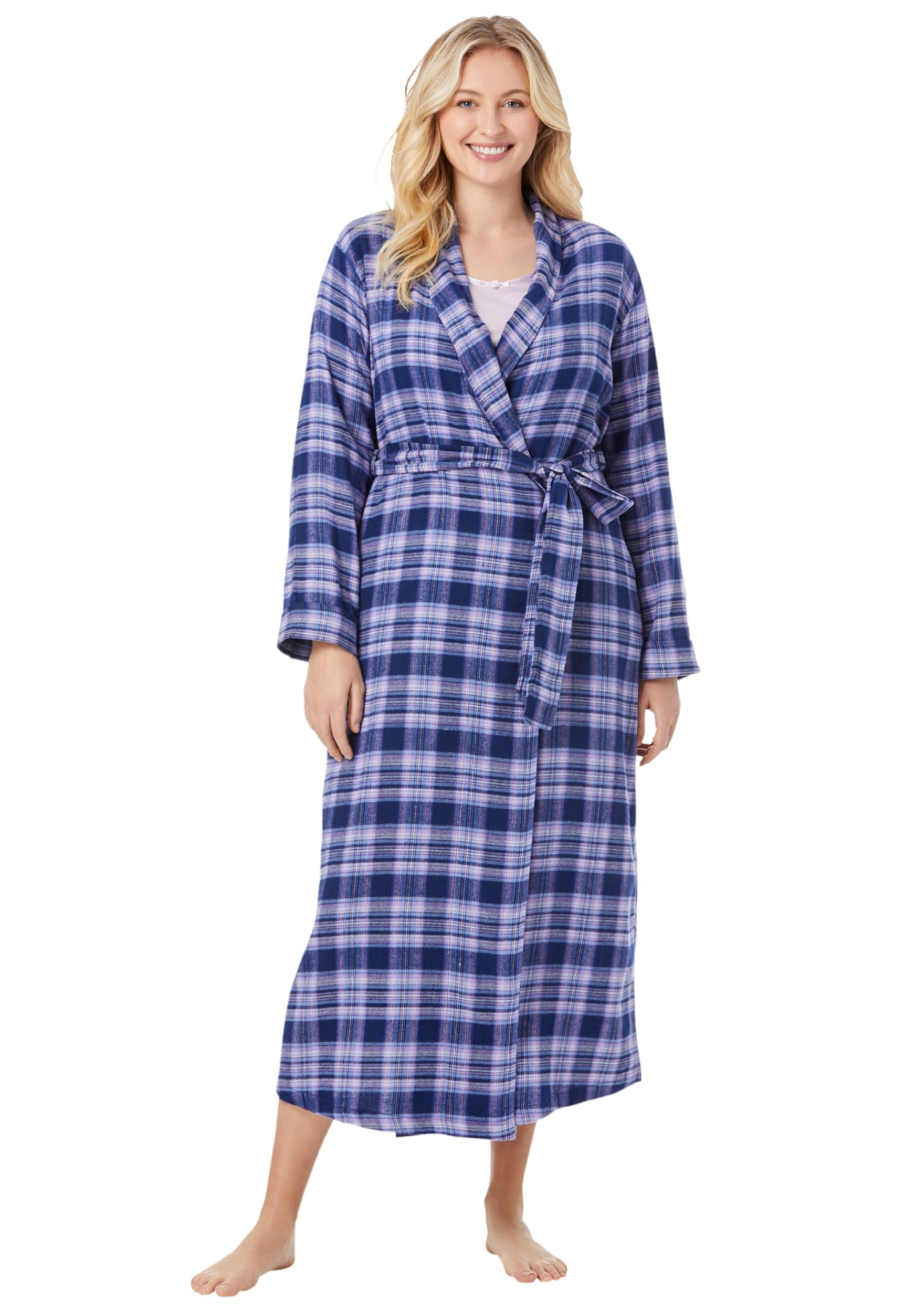 Dreams And Co Womens Plus Size Long Flannel Robe Robe