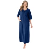 Dreams & Co. Women's Plus Size Long French Terry Full Zipper Bathrobe ...