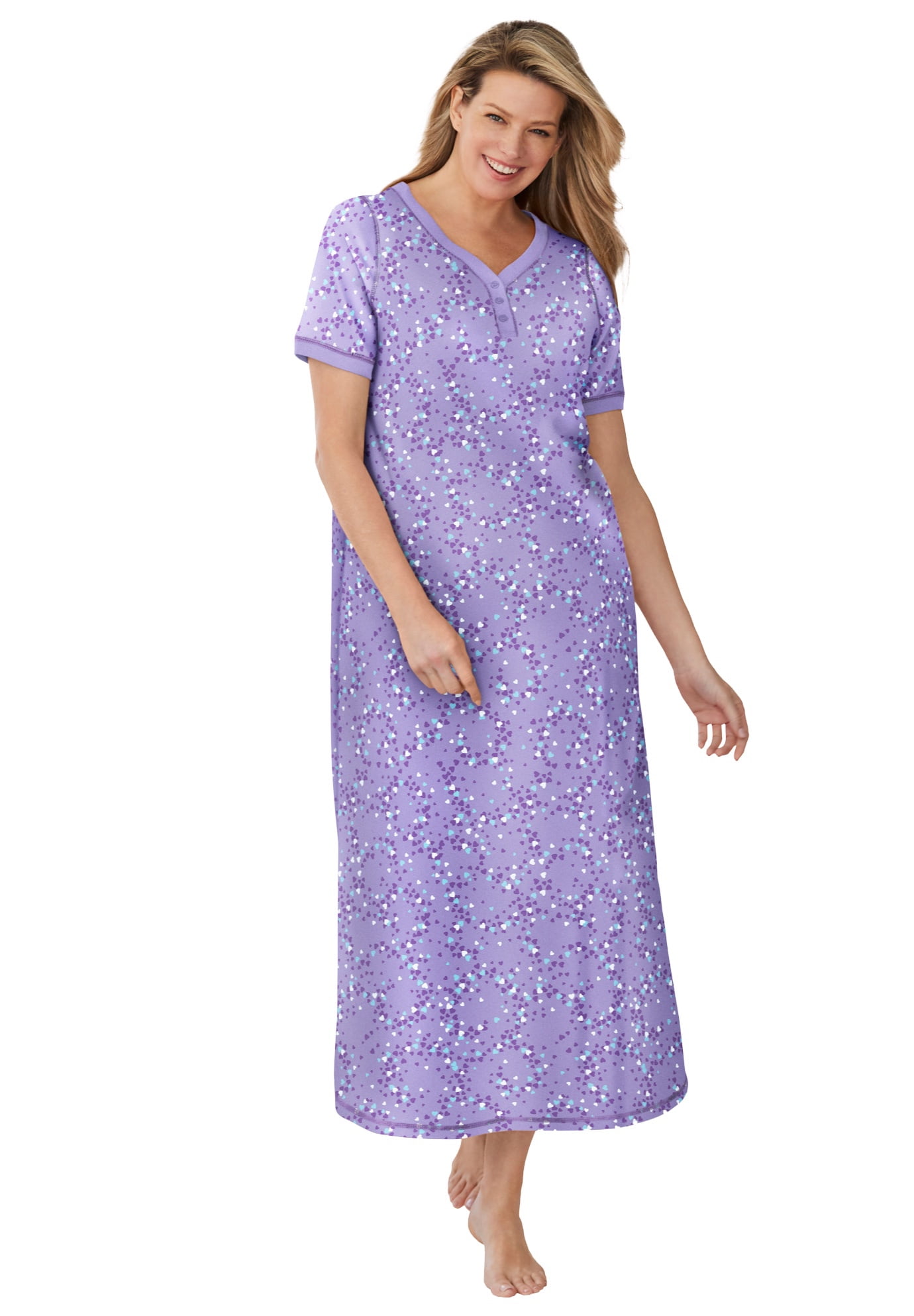 Dreams & Co. Plus Size Long Henley Sleepshirt - Walmart.com