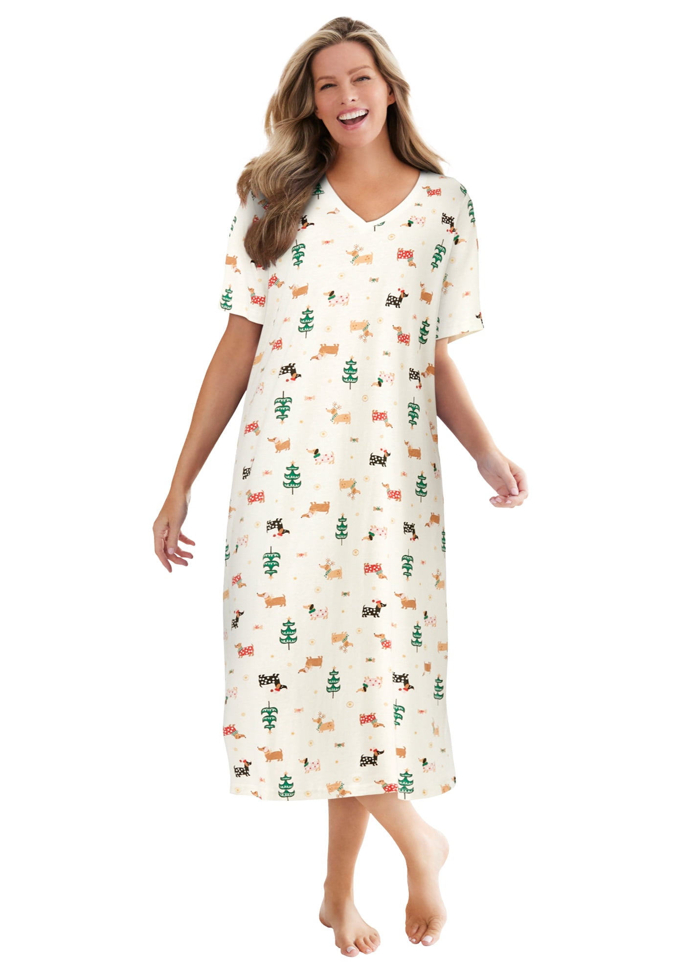 Dreams & Co. Women's Plus Size Long Print Sleepshirt - Walmart.com
