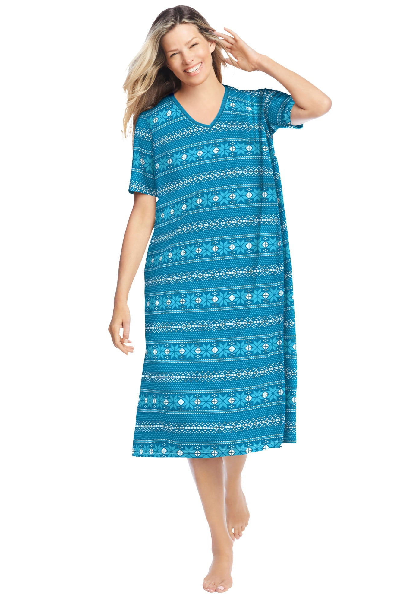 Dreams & Co. Women's Plus Size Long Print Sleepshirt - Walmart.com
